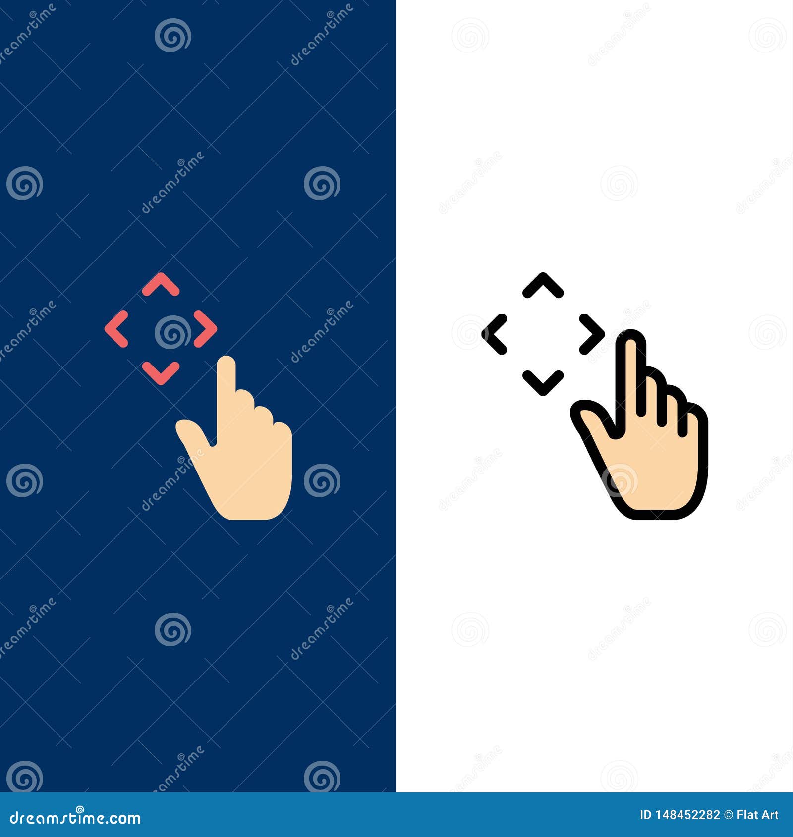 Finger, Up, Gestures, Move Icons. Flat and Line Filled Icon Set Vector ...
