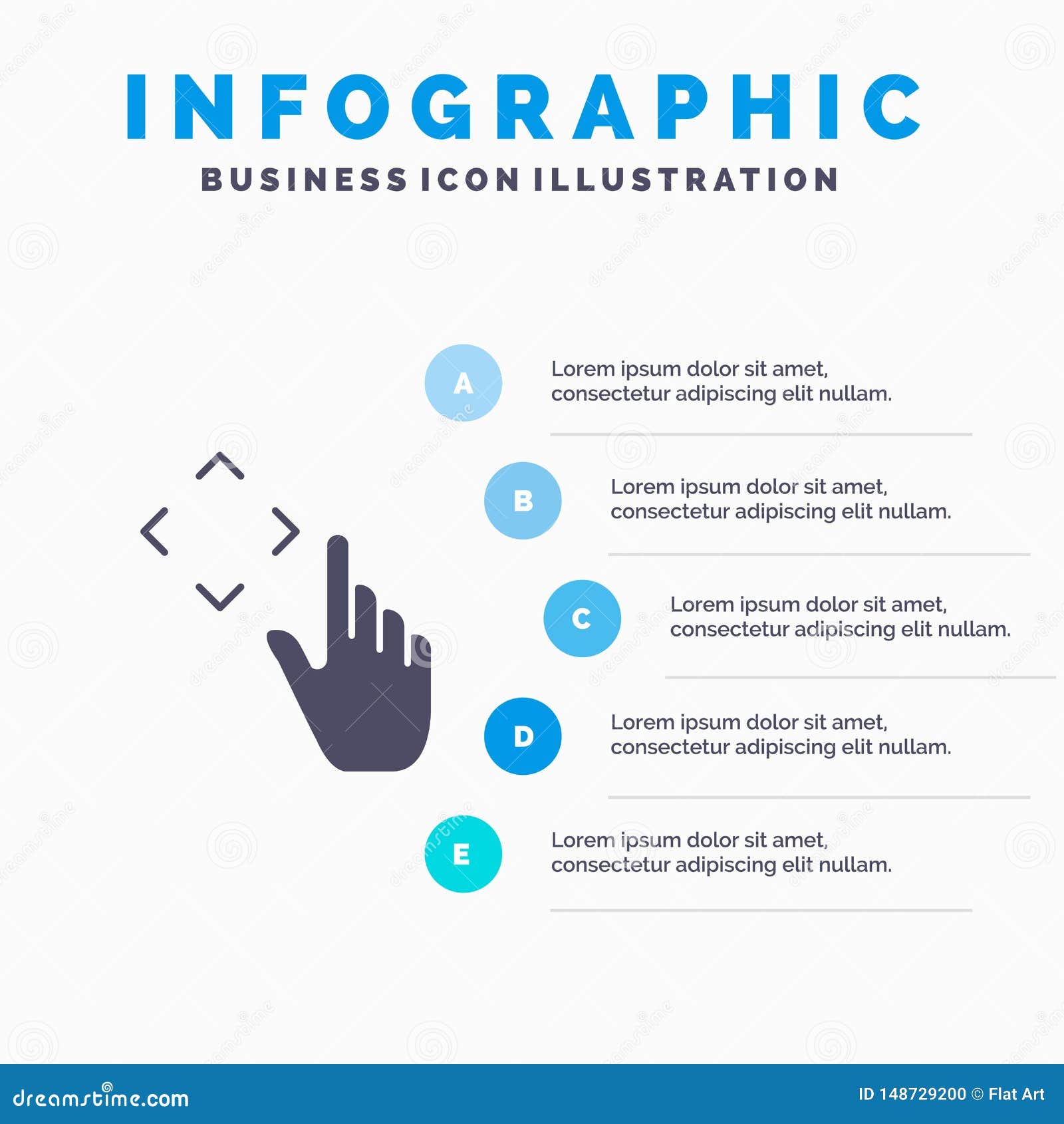 Finger, Up, Gestures, Move Solid Icon Infographics 5 Steps Presentation ...