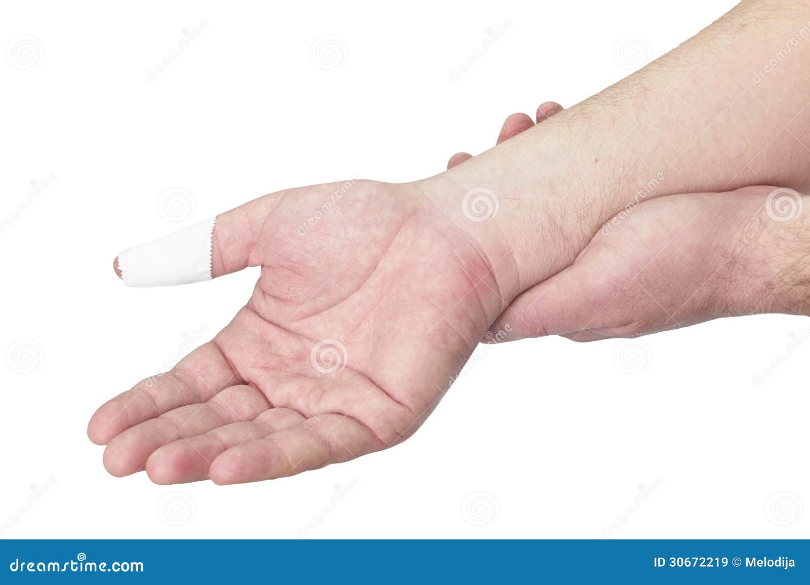 Finger with White Adhesive Bandage. Stock Image - Image of injury, cure ...