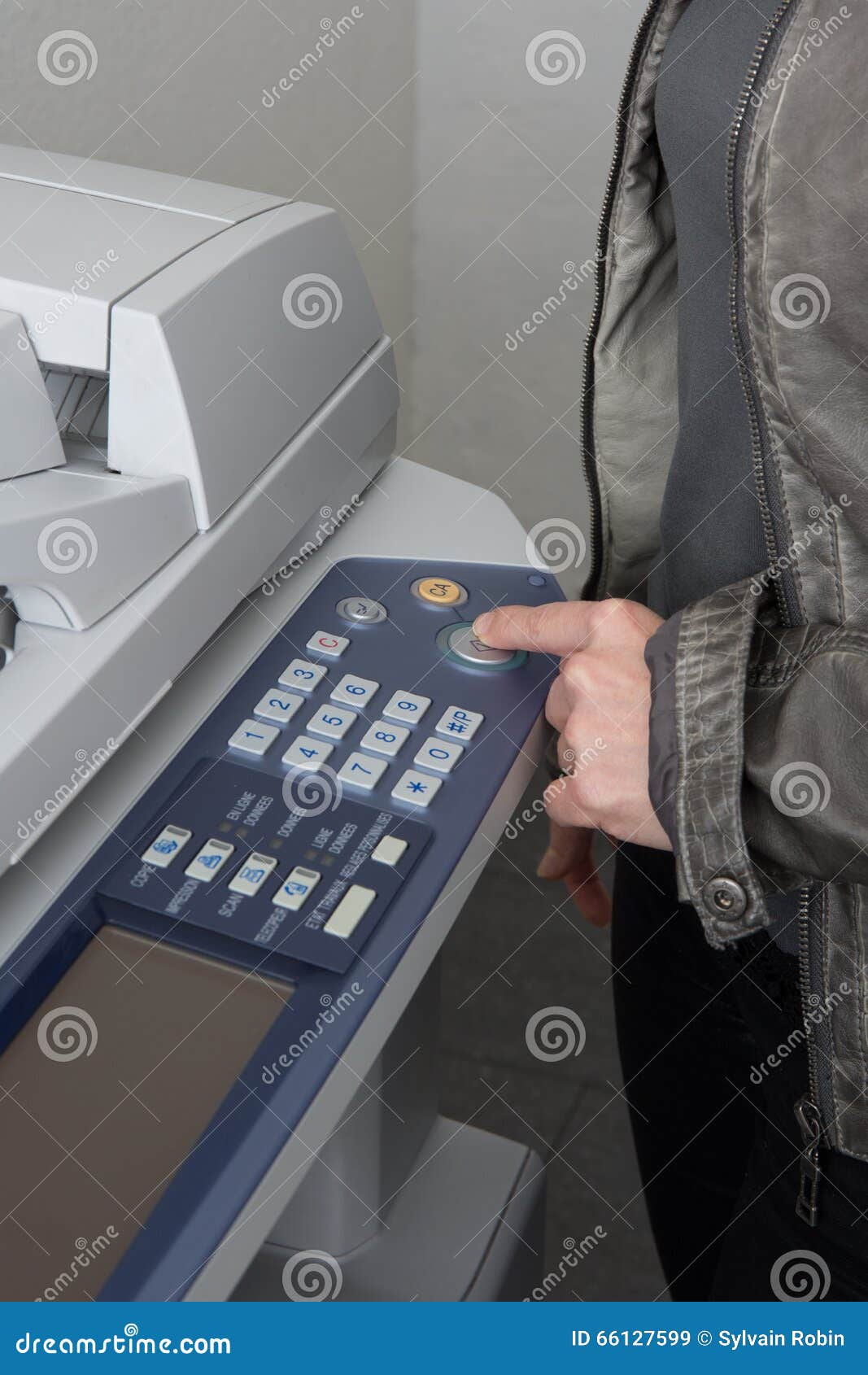 Finger of a Woman is Pressing the Copymachine Buttons Stock Image ...