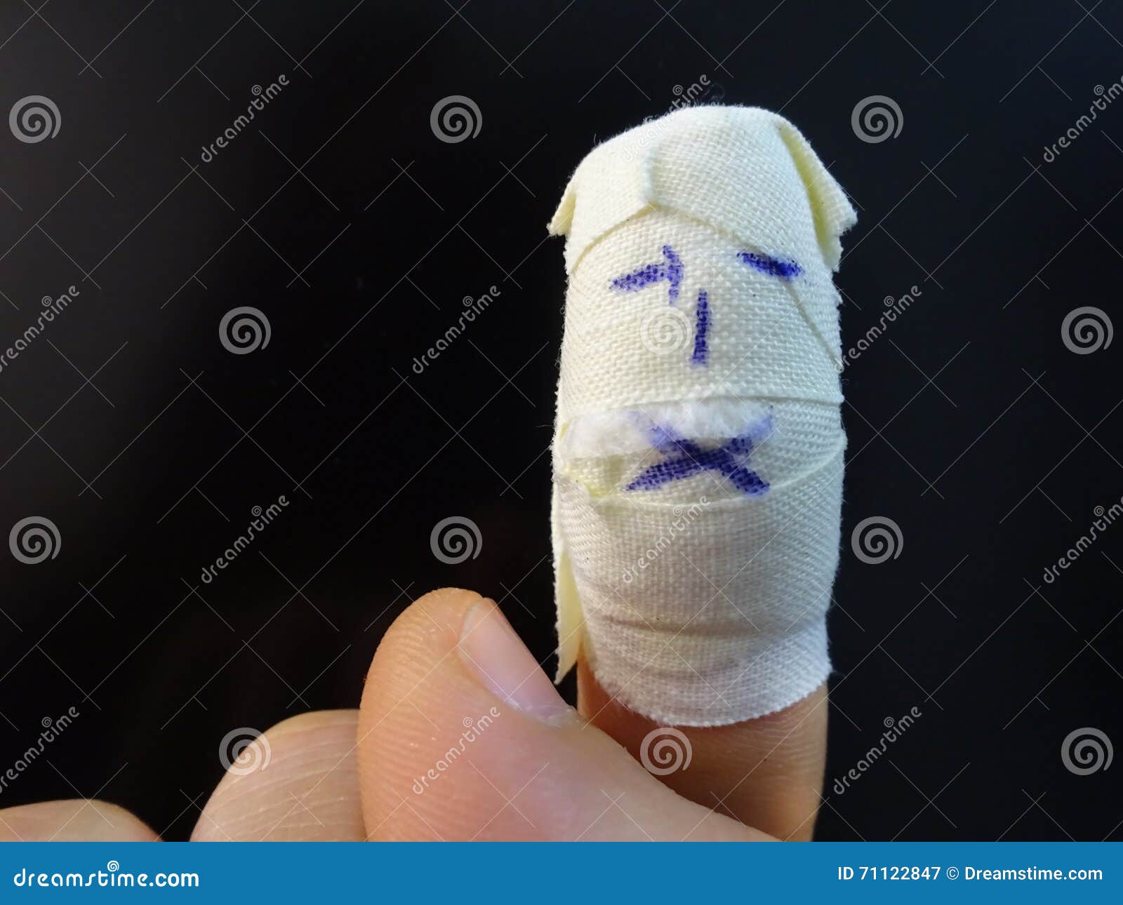 Finger Wound with Fun Bandage Stock Image - Image of wound, black: 71122847