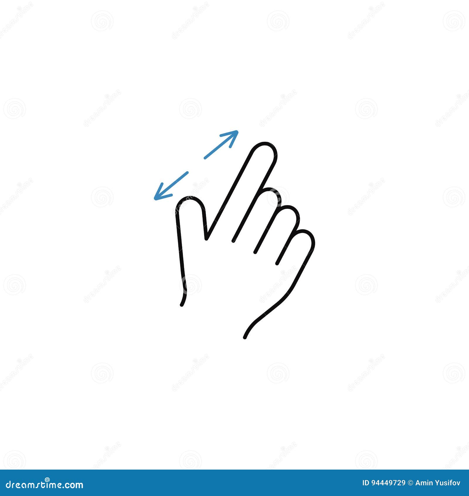 2 Finger Zoom in Line Icon, Hand Gestures Stock Vector - Illustration ...