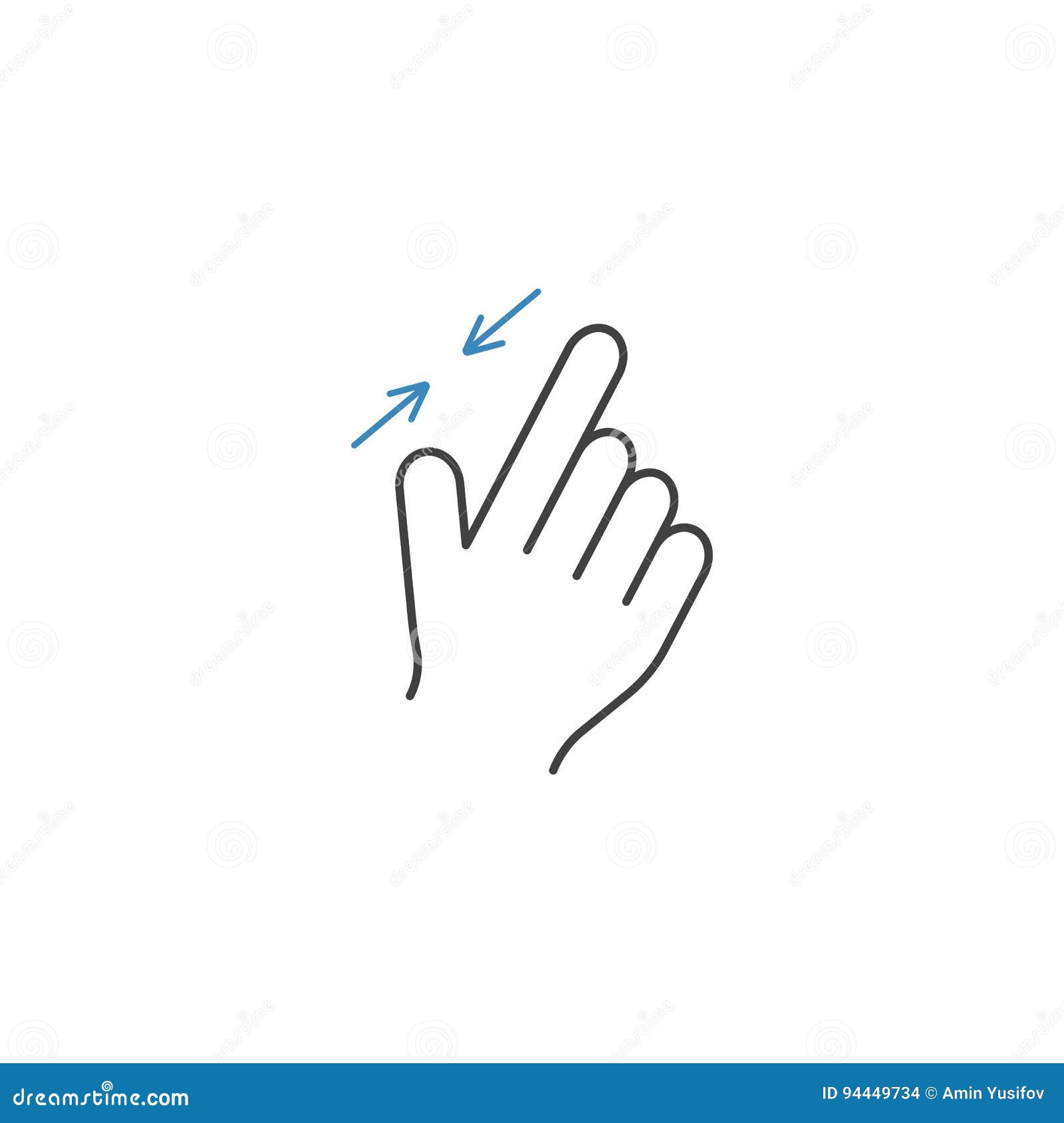 2 Finger Zoom Out Line Icon, Hand Gestures Stock Vector - Illustration ...