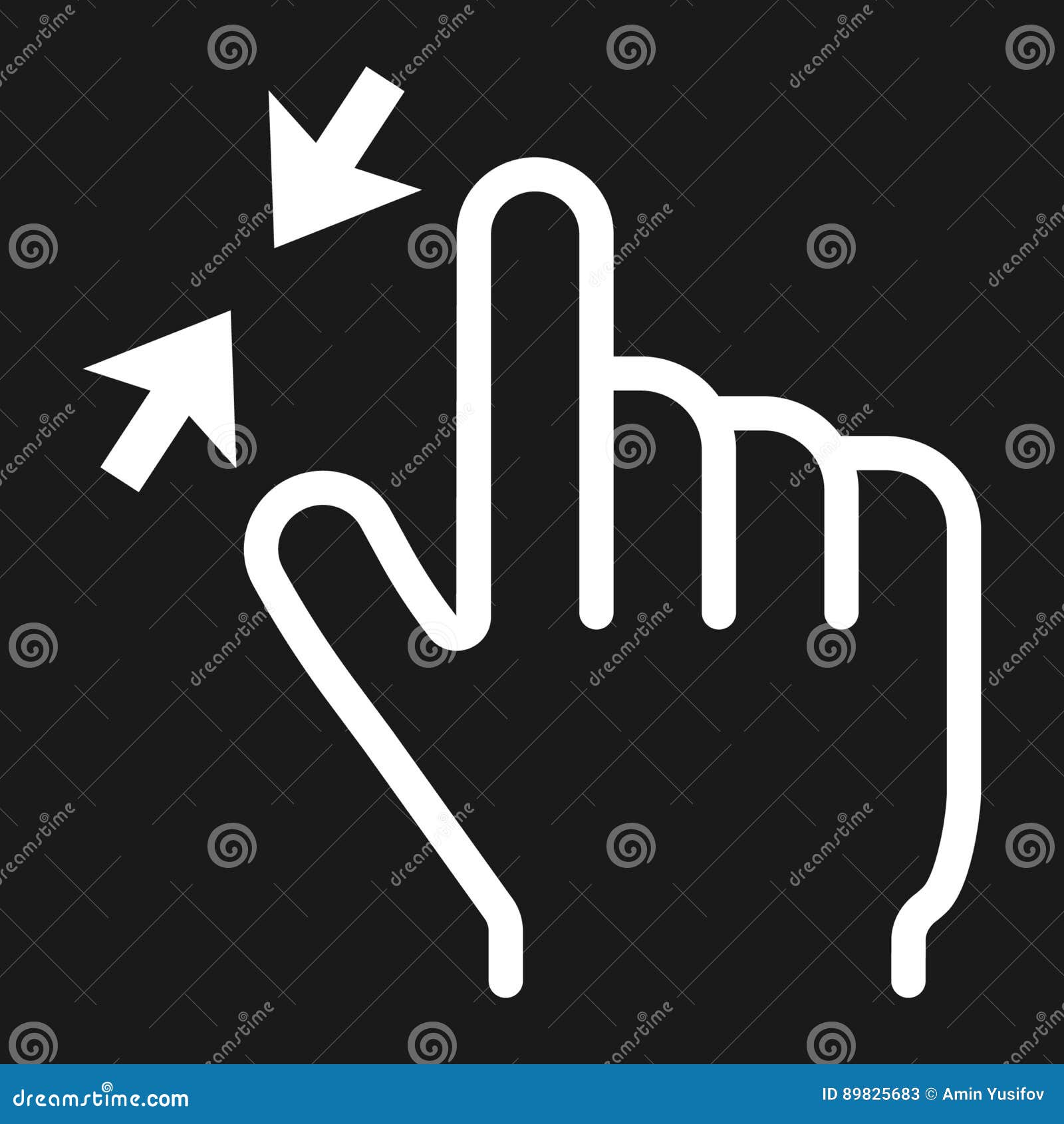 2 Finger Zoom Out Line Icon, Touch and Gesture Stock Vector ...