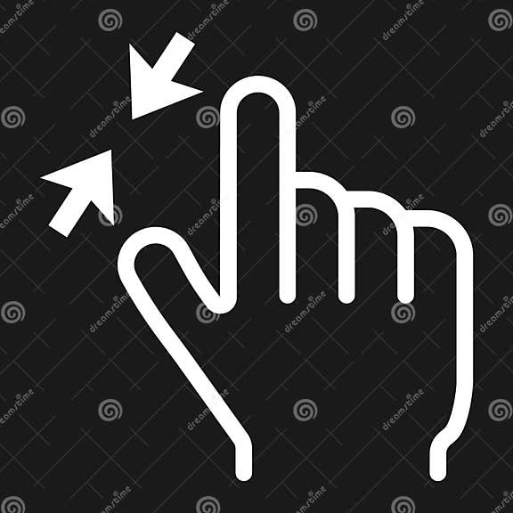2 Finger Zoom Out Line Icon, Touch and Gesture Stock Vector ...