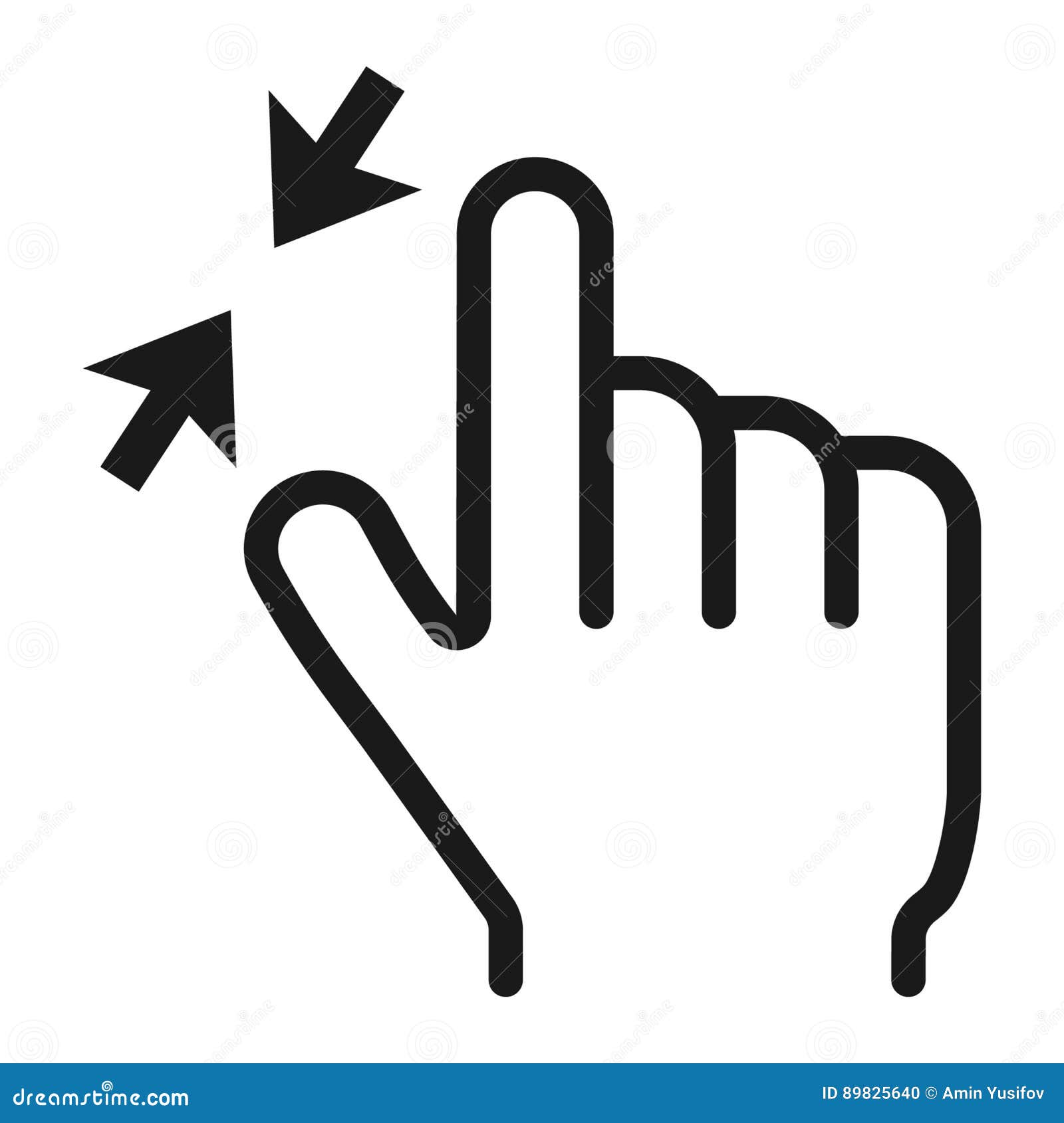 2 Finger Zoom Out Line Icon, Touch and Gesture Stock Vector ...