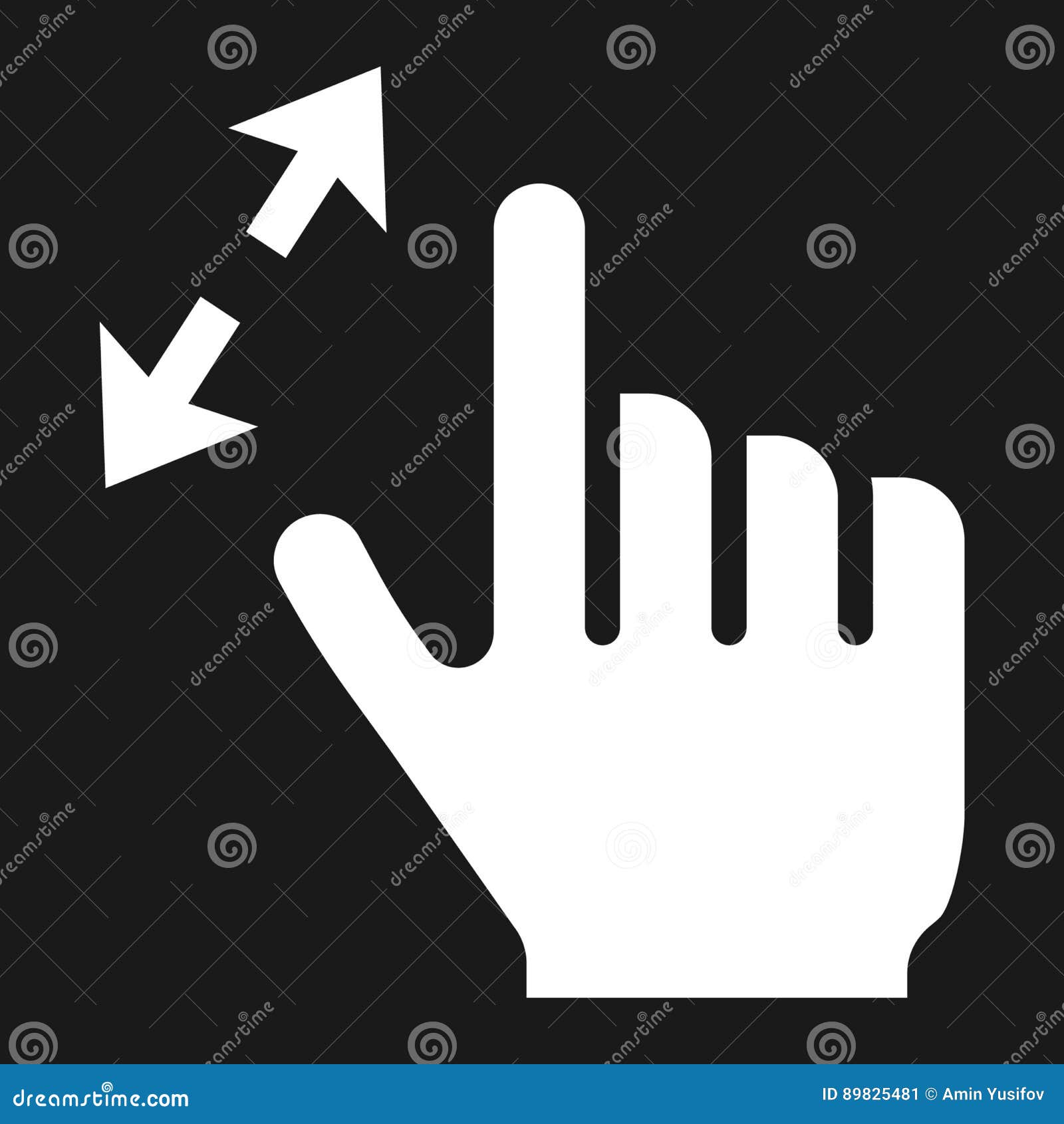 2 Finger Zoom in Solid Icon, Touch and Gesture Stock Vector ...