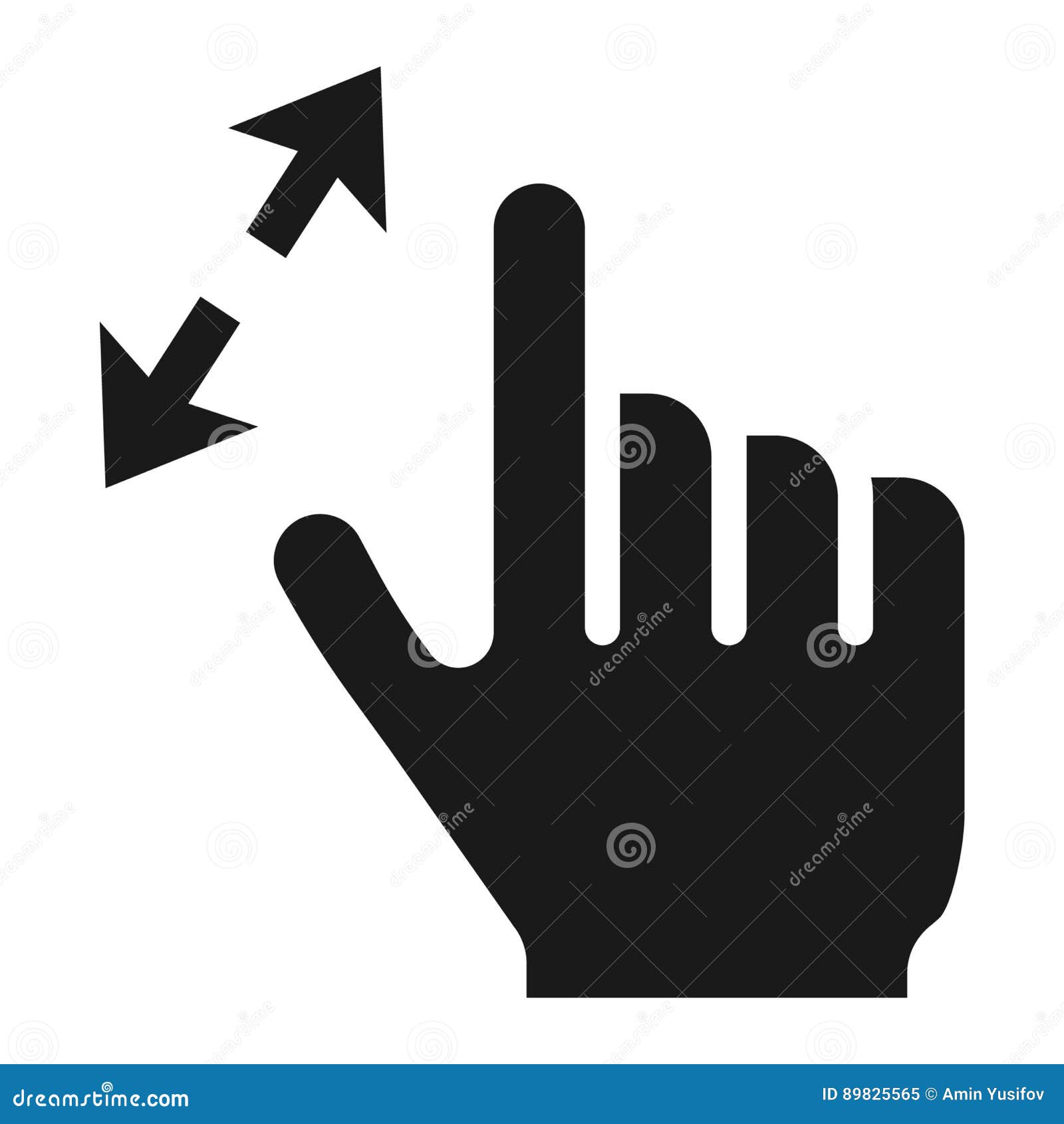 2 Finger Zoom in Solid Icon, Touch and Gesture Stock Vector ...