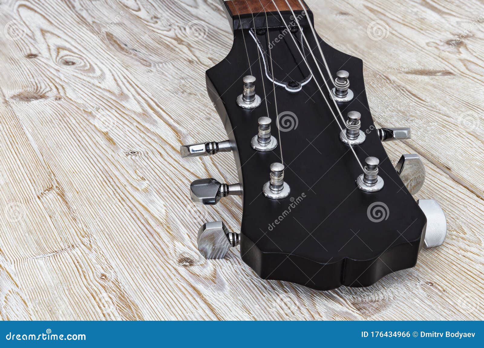 Fingerboard of a Six-string Guitar with Stretched Strings Stock Photo ...