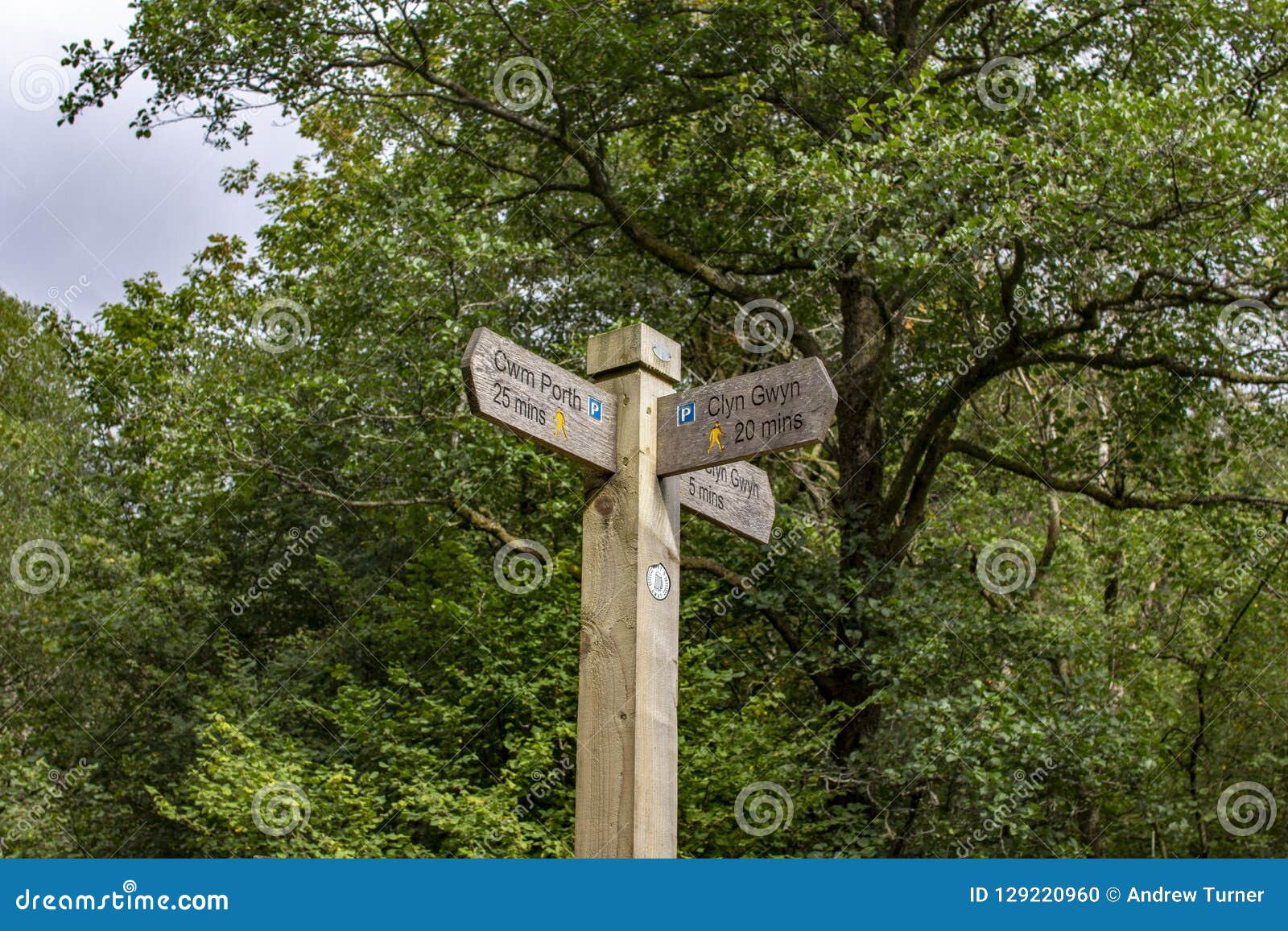 A Fingerpost Footpath Sign on the Four Falls Walk in the Brecon Beacons ...