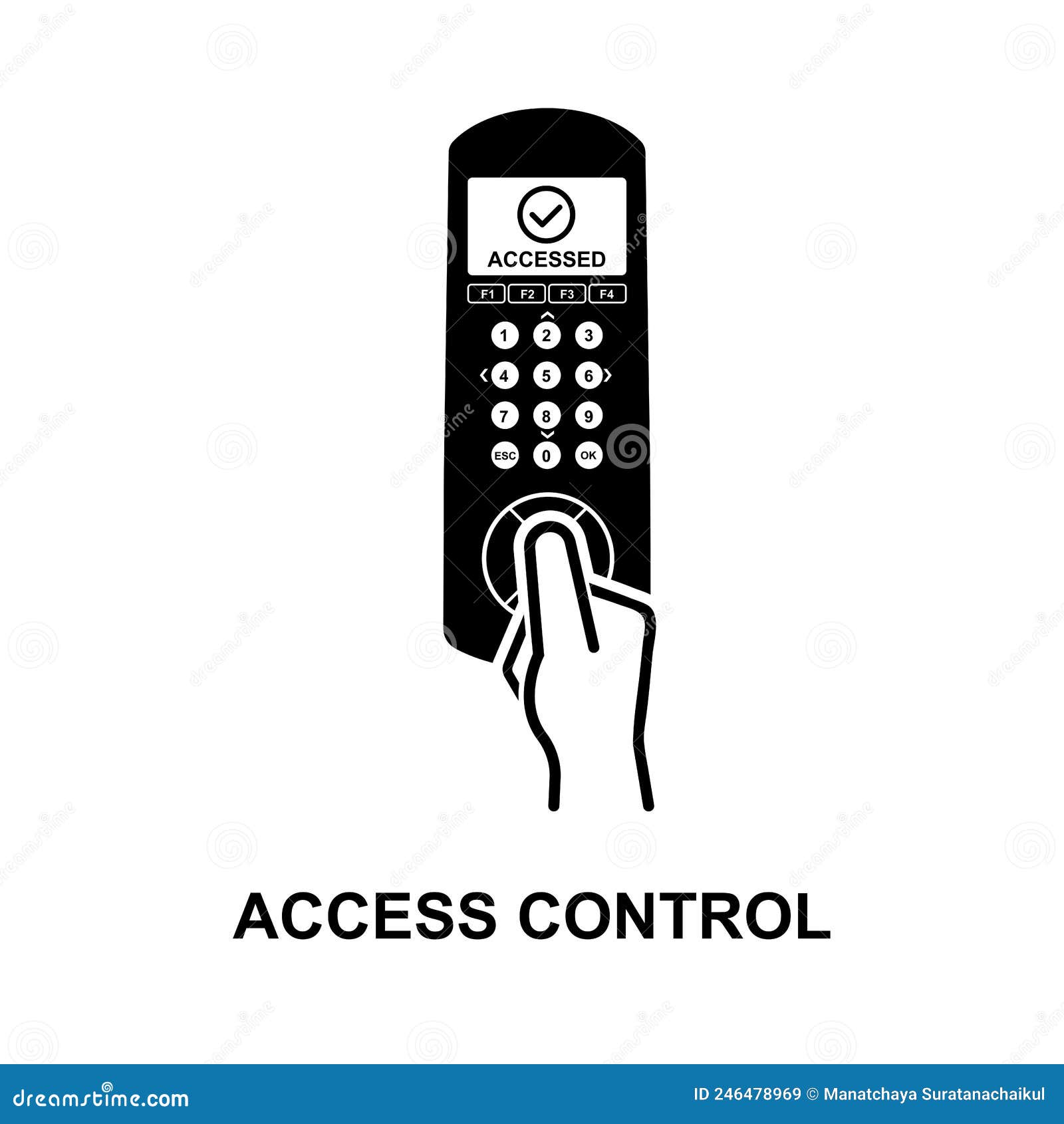 Fingerprint Access Control Icon Isolated on White Background Stock ...