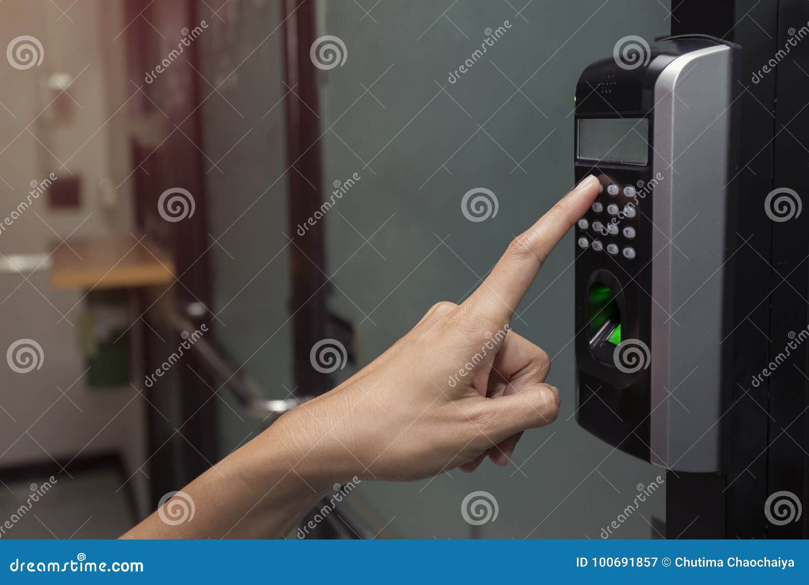 Fingerprint and Access Control in a Office Building Stock Image - Image ...
