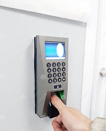 Fingerprint and Access Control in a Office Building Stock Photo - Image ...