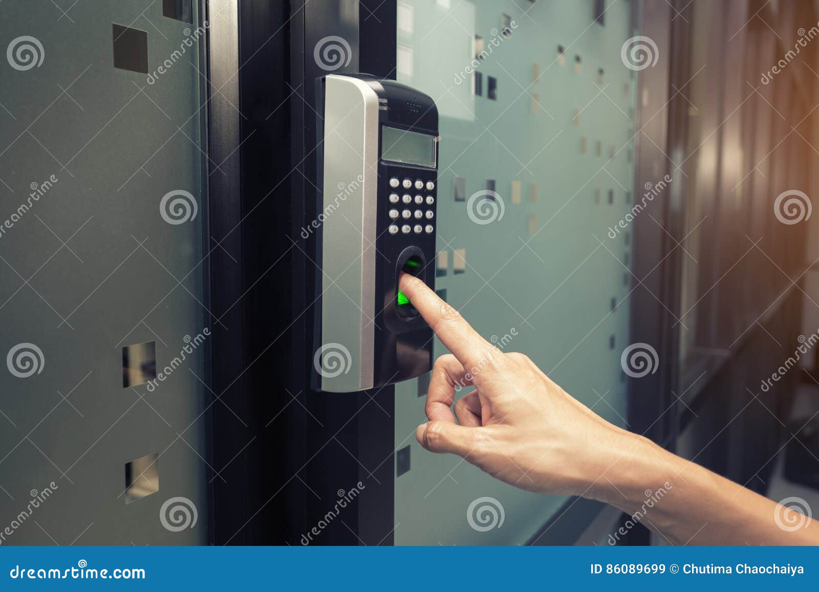 Access Control System With Fingerprint Scanner In A Modern Building ...