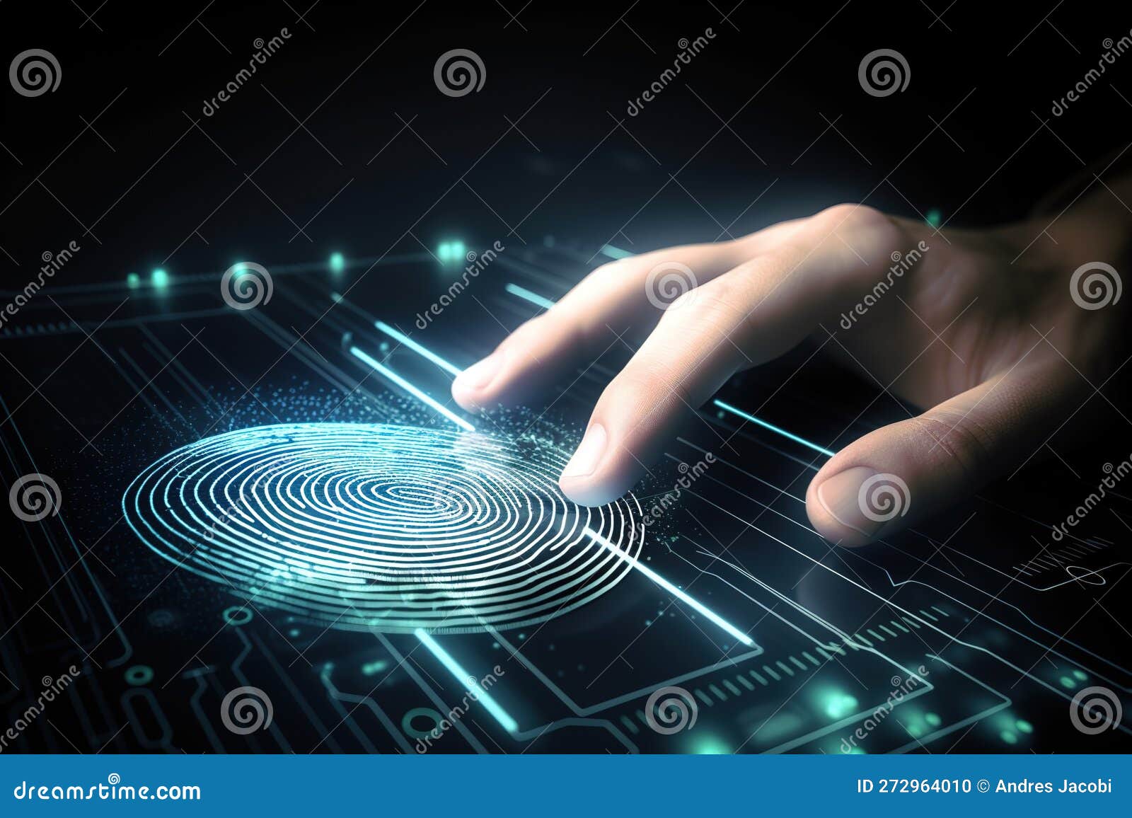 Fingerprint Access Technology Concept. Stock Illustration ...