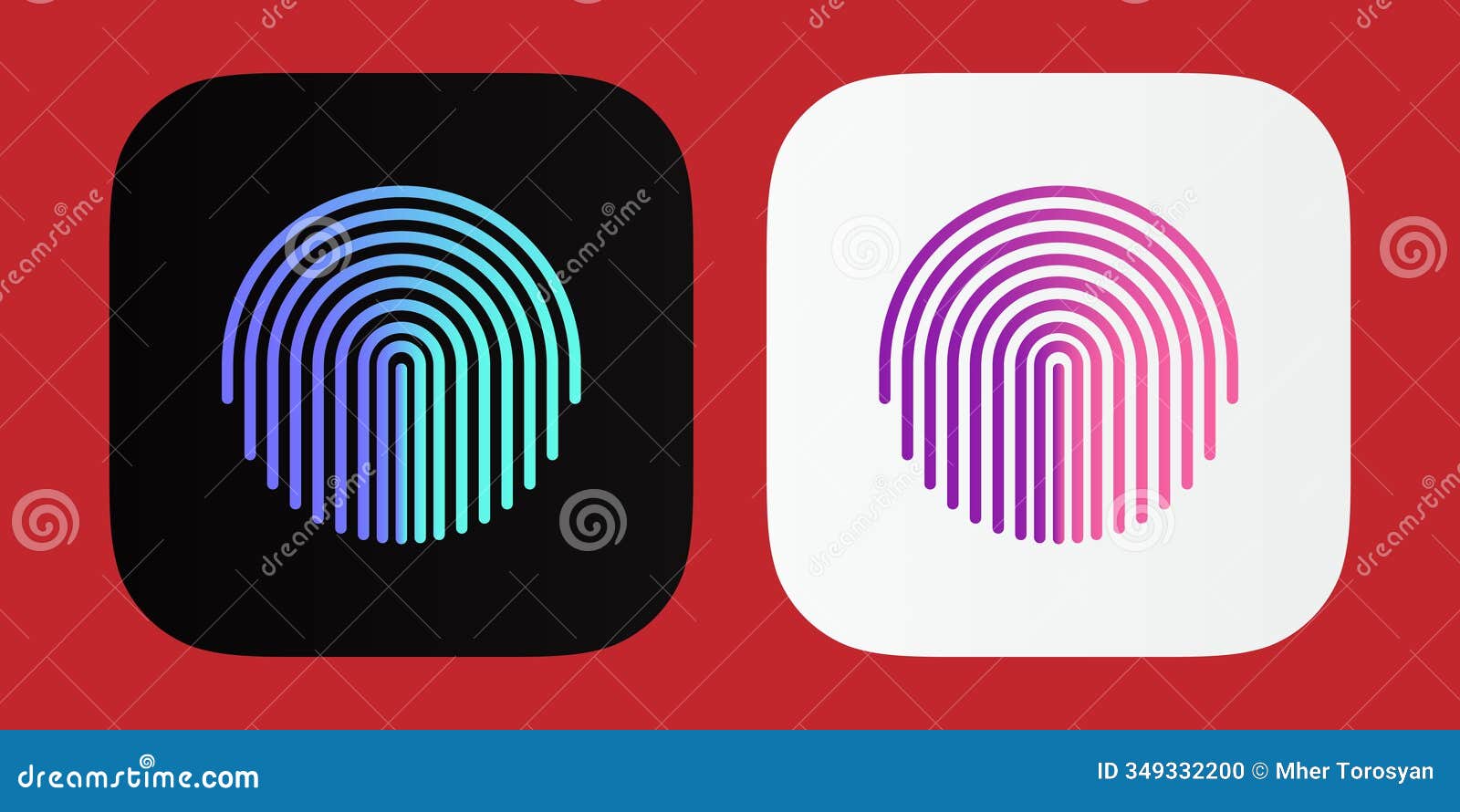 Fingerprint app icons stock vector. Illustration of icons - 349332200