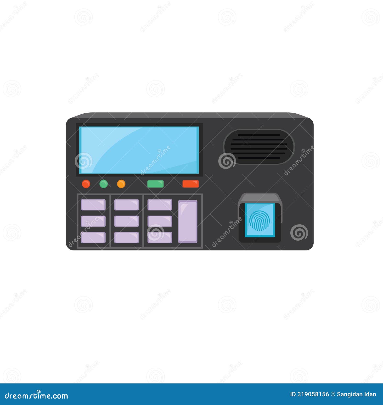 Fingerprint Attendance Machine Cartoon Vector Element Design Template ...