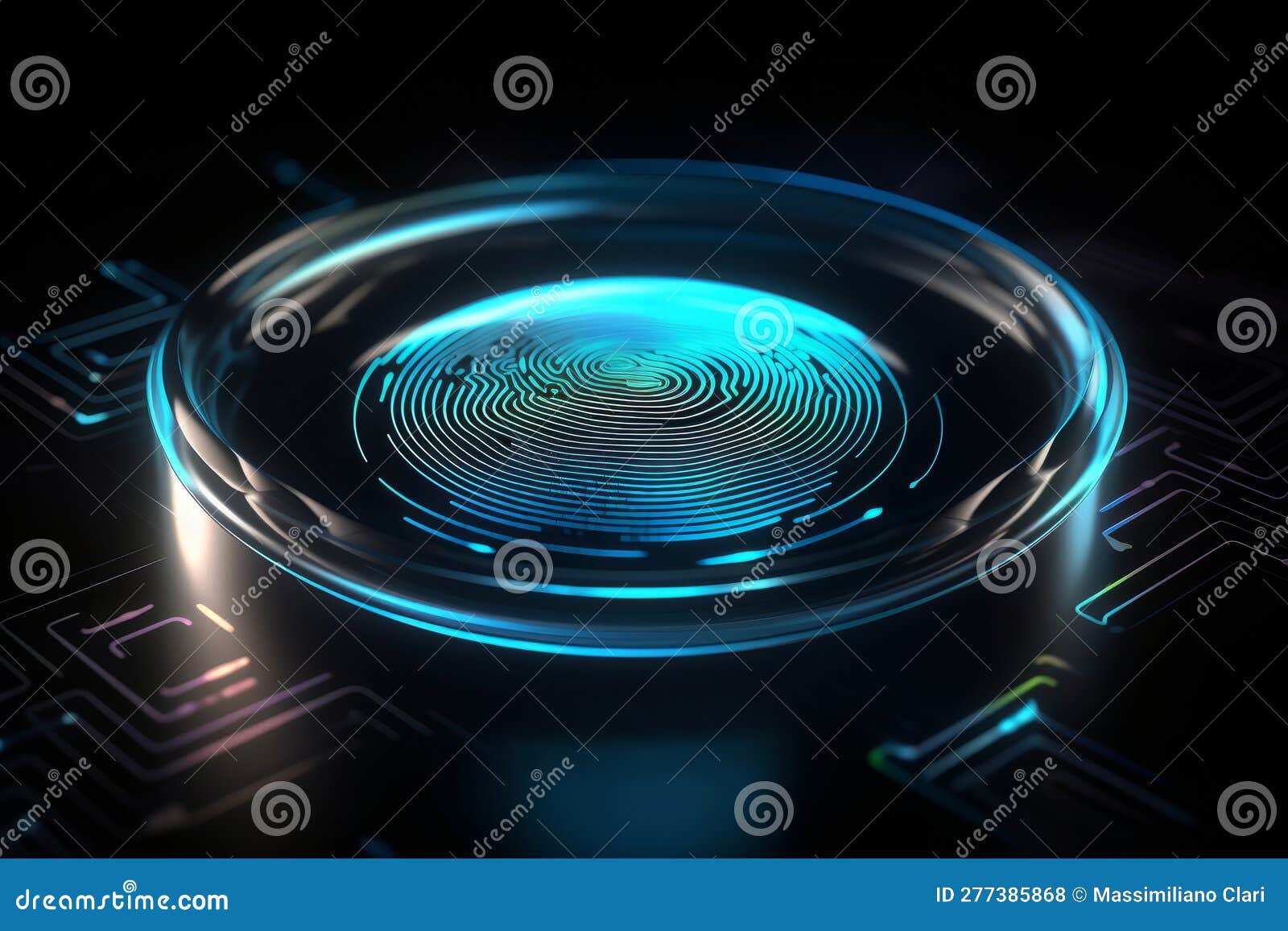 Fingerprint Authentication Button Biometric Security Background Stock
