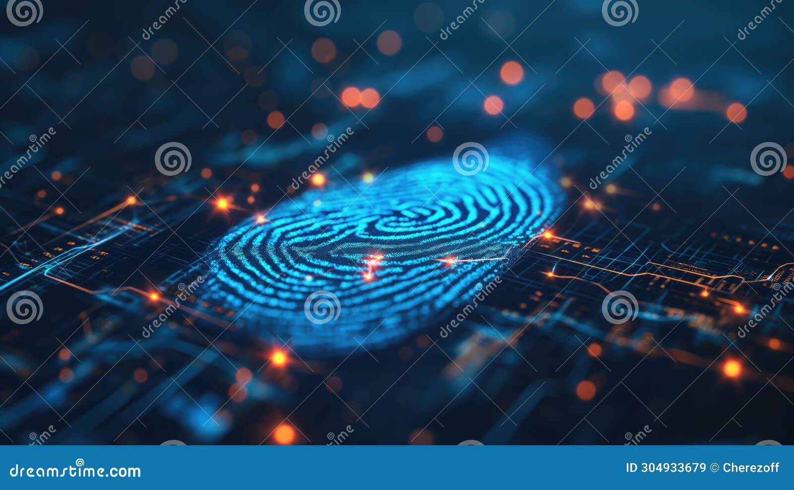 Fingerprint Authentication Button, Glow Stock Illustration ...