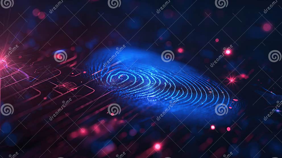 Fingerprint Authentication Button, Glow Stock Illustration ...