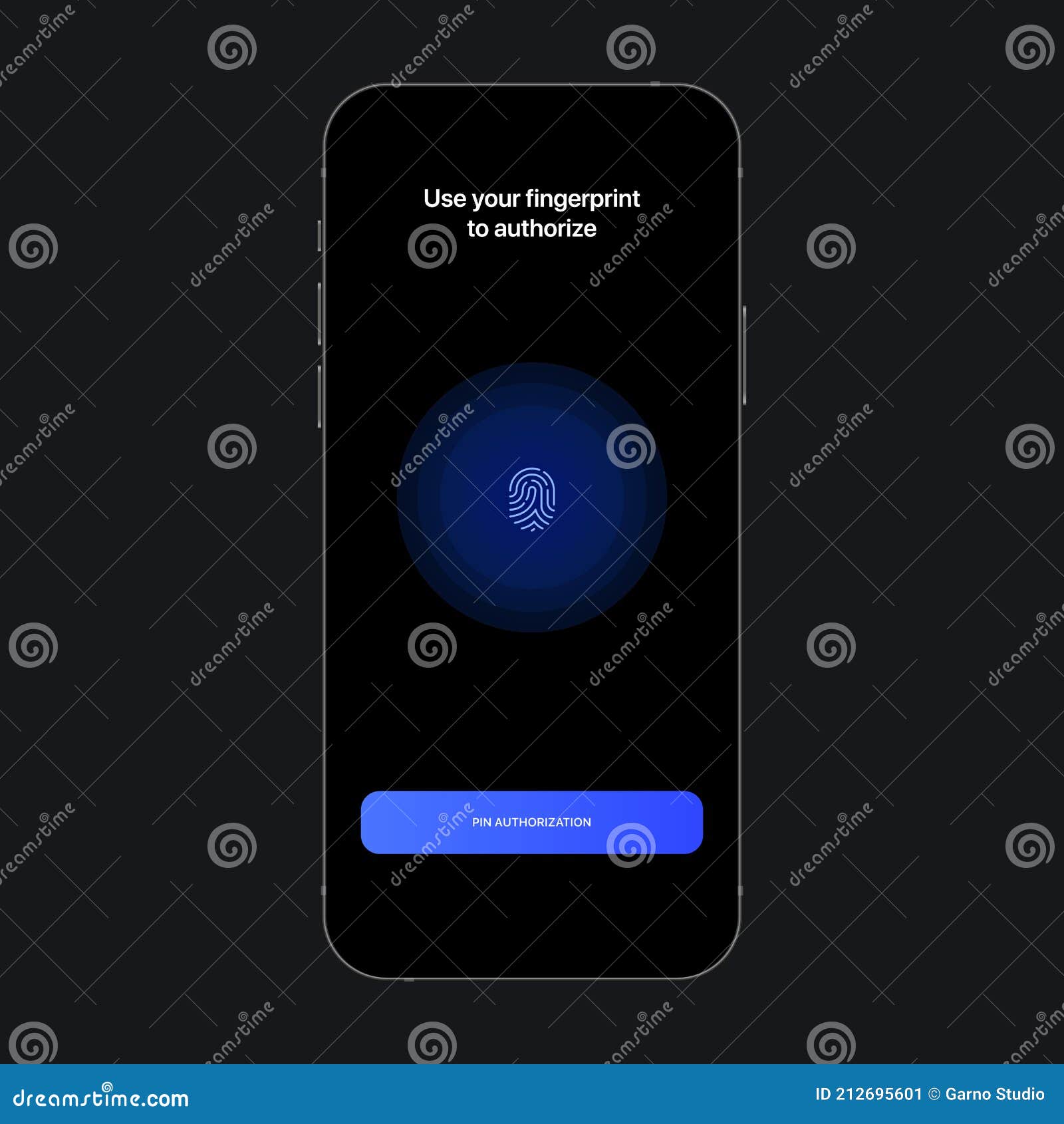 Fingerprint Authorization UI Screen Concept. Analytics App Stock Vector ...