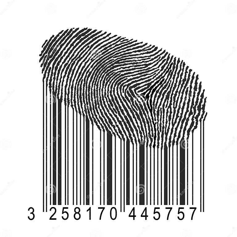 Fingerprint with bar code stock vector. Illustration of concept - 2323926