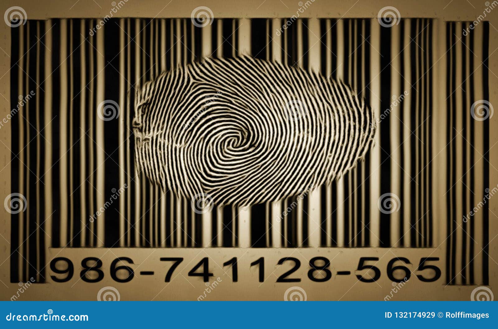Fingerprint on barcode stock illustration. Illustration of fingermark ...