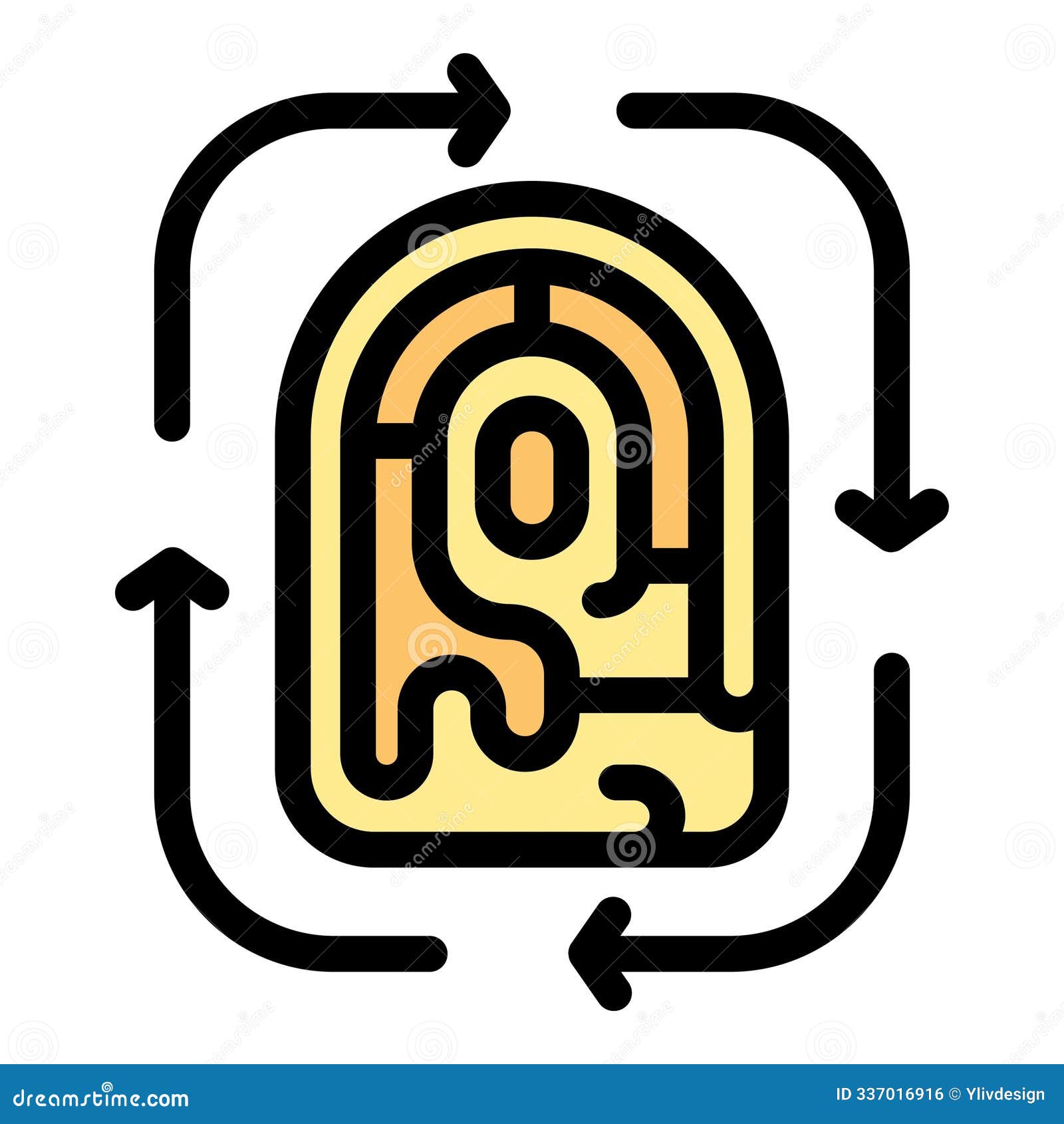 Fingerprint Being Scanned by Arrows Rotating Around it Stock Vector ...