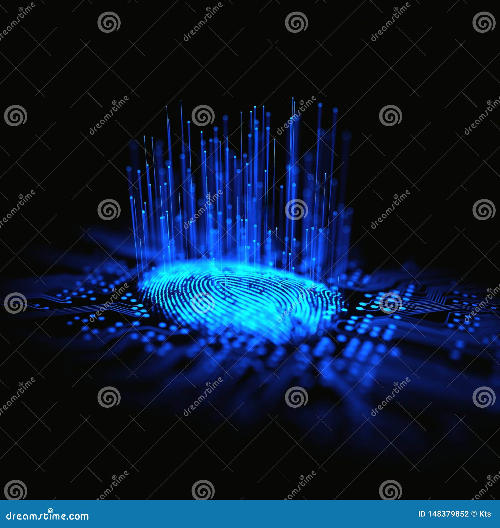 Fingerprint Binary Microchip Stock Illustration - Illustration of scan ...