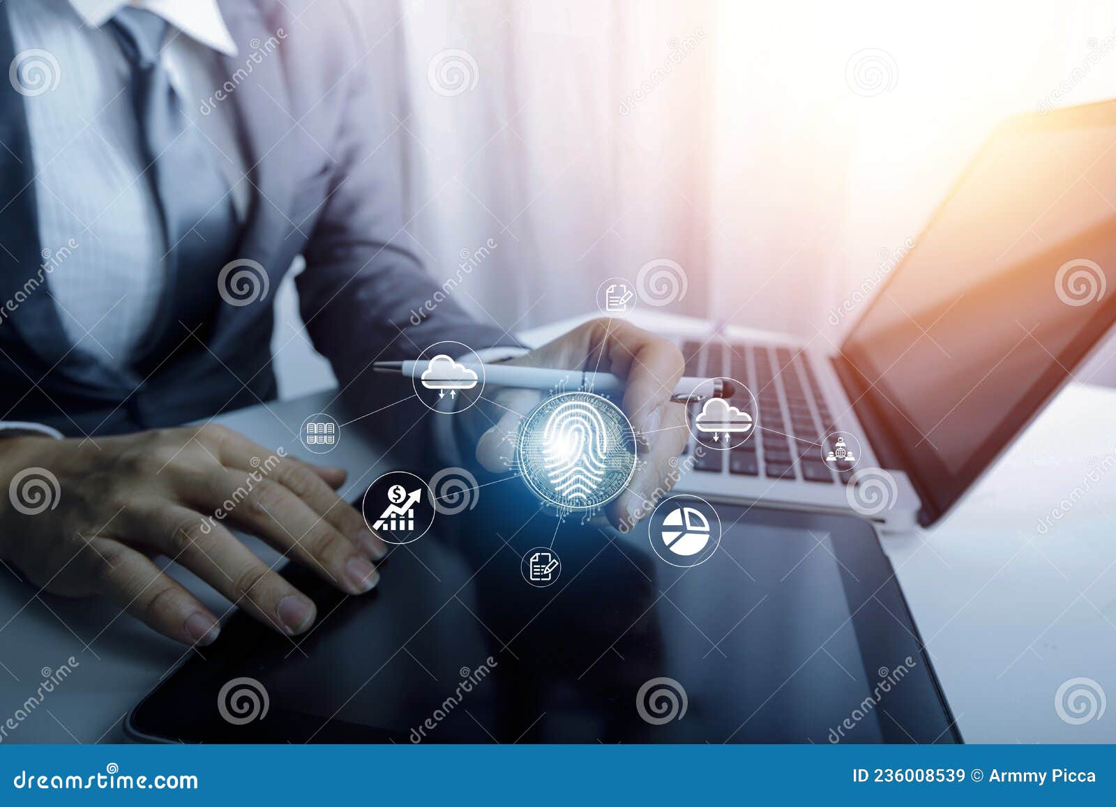 Fingerprint Biometric Digital Scan Technology. Graphic Interface ...