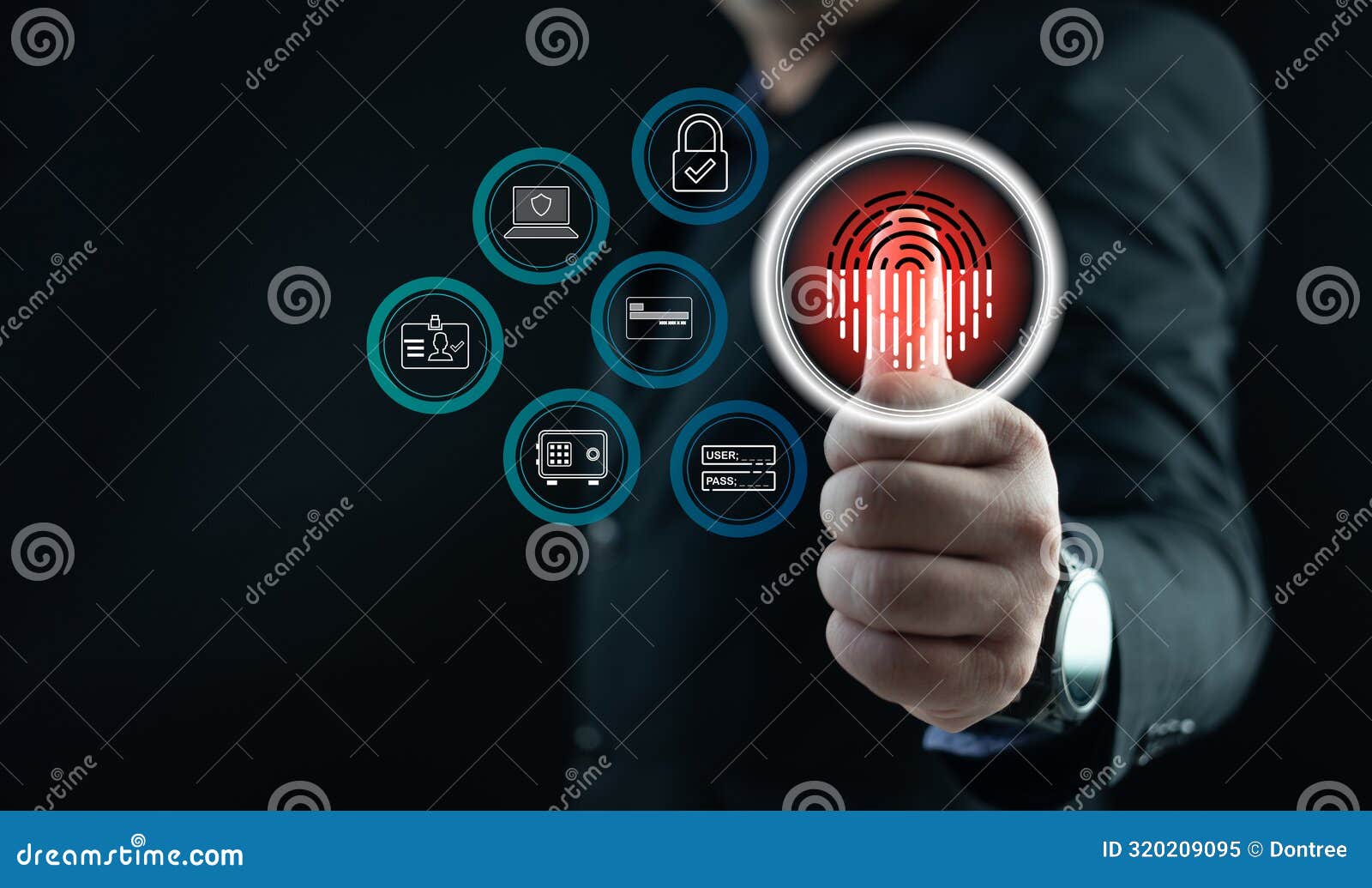 Fingerprint Biometric Digital Scan Technology. Graphic Interface ...