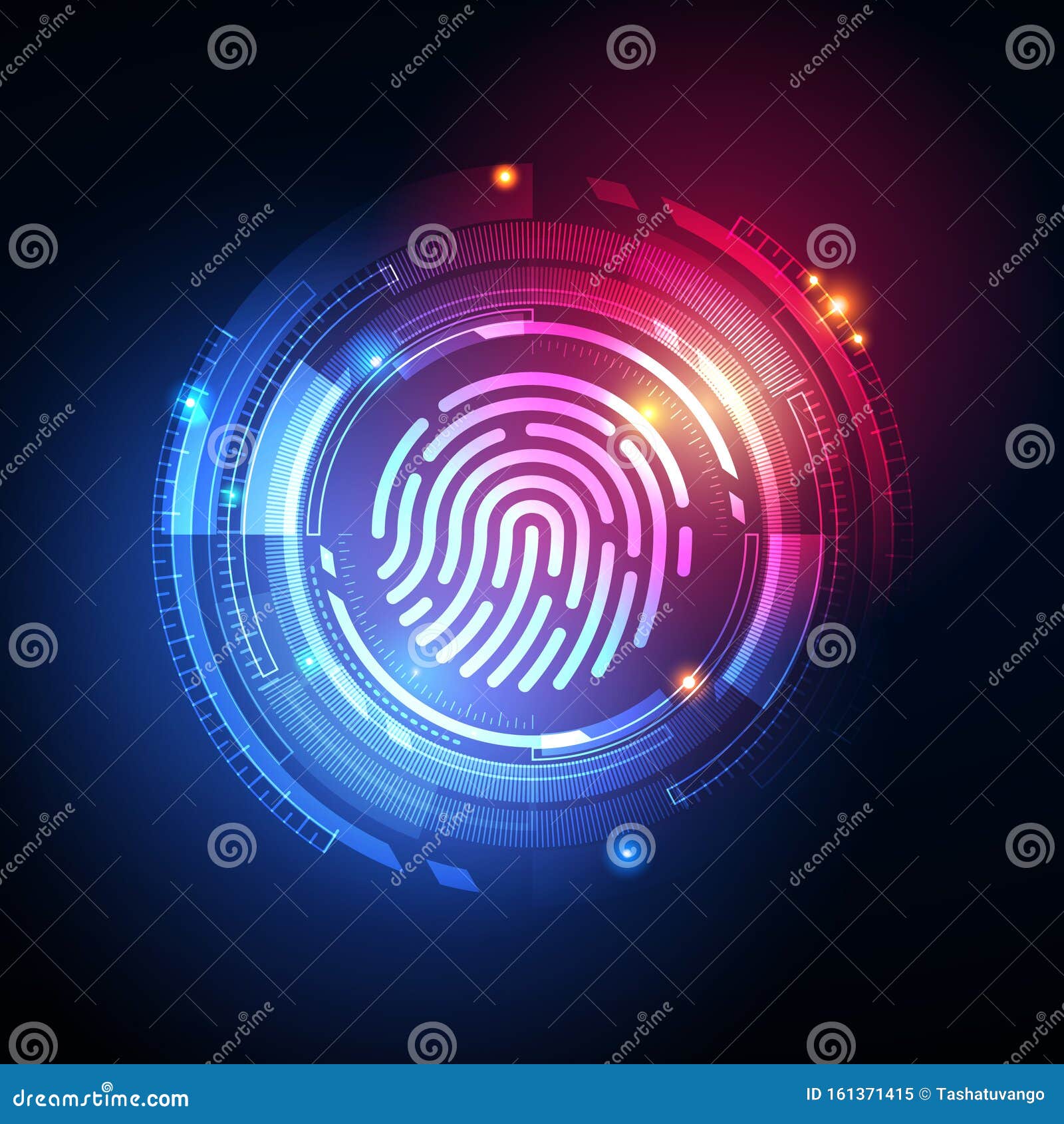 Fingerprint Biometric Identity and Approval Concept. Vector ...