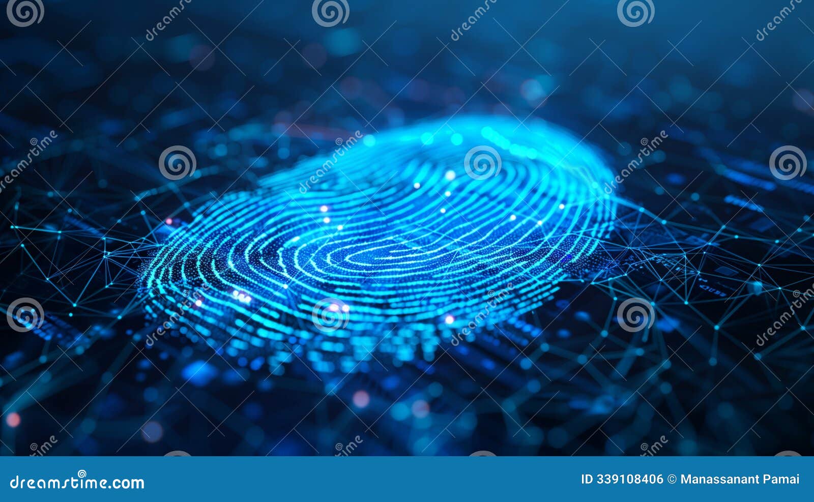 Fingerprint Biometric Identity Digital and Gold Key Lock Approval Scan ...