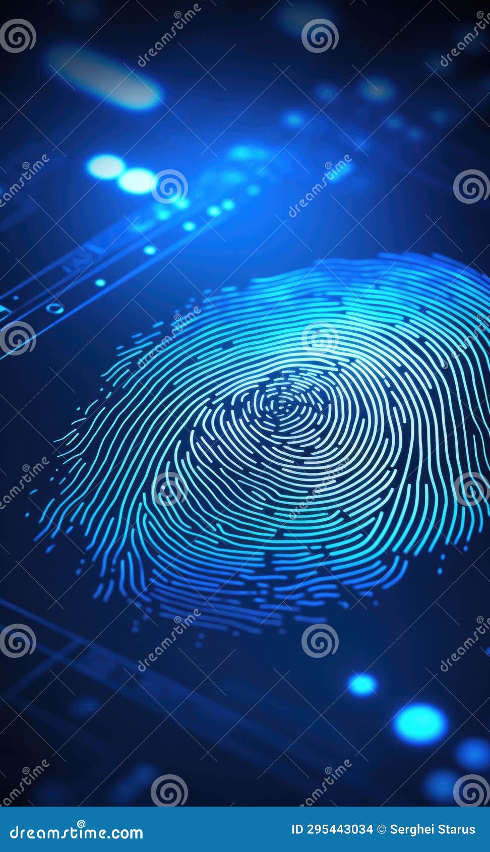Fingerprint on a Blue Background with a Digital Background, AI Stock ...