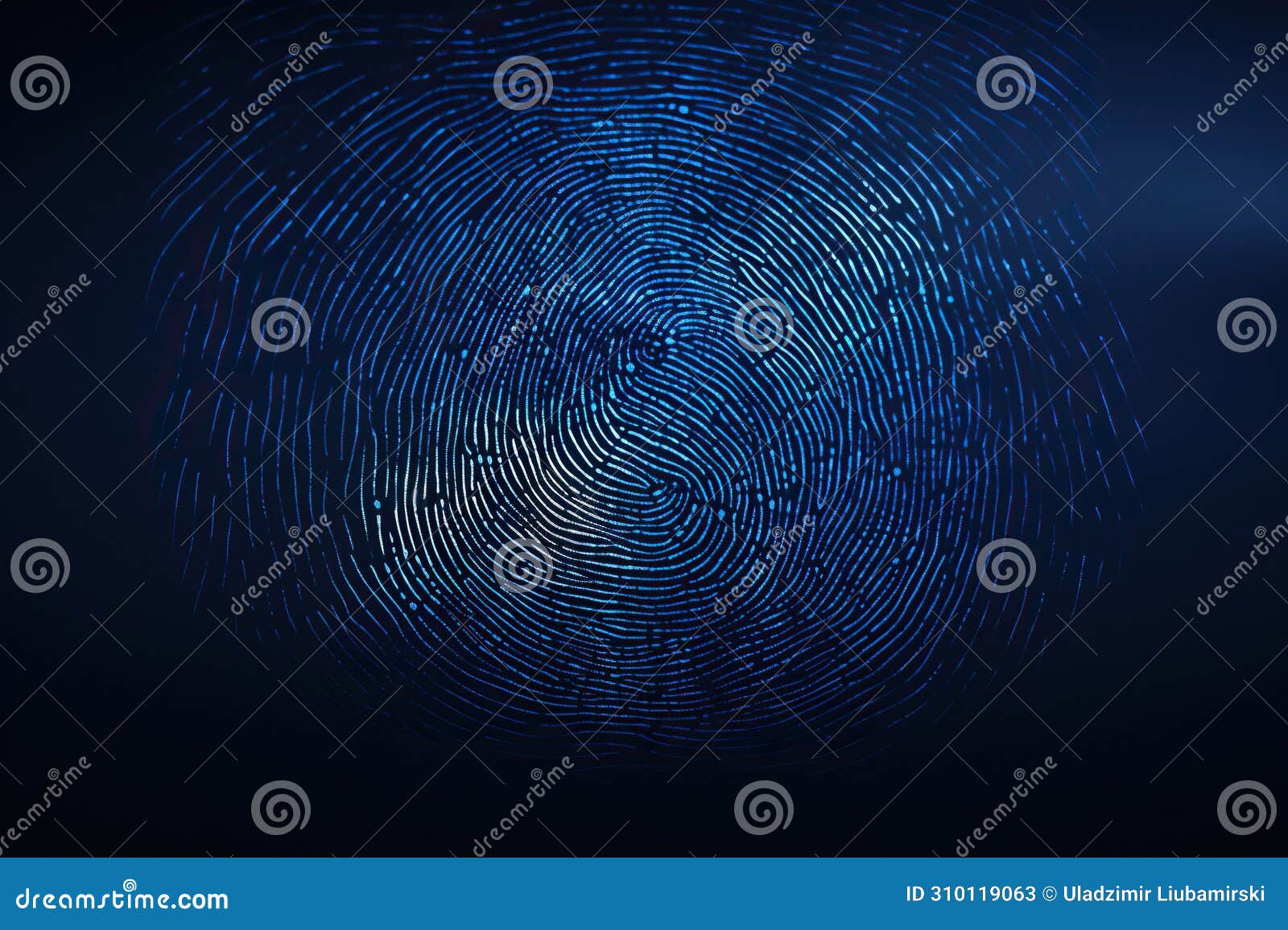 Fingerprint on a Blue Background. Generated by Artificial Intelligence ...