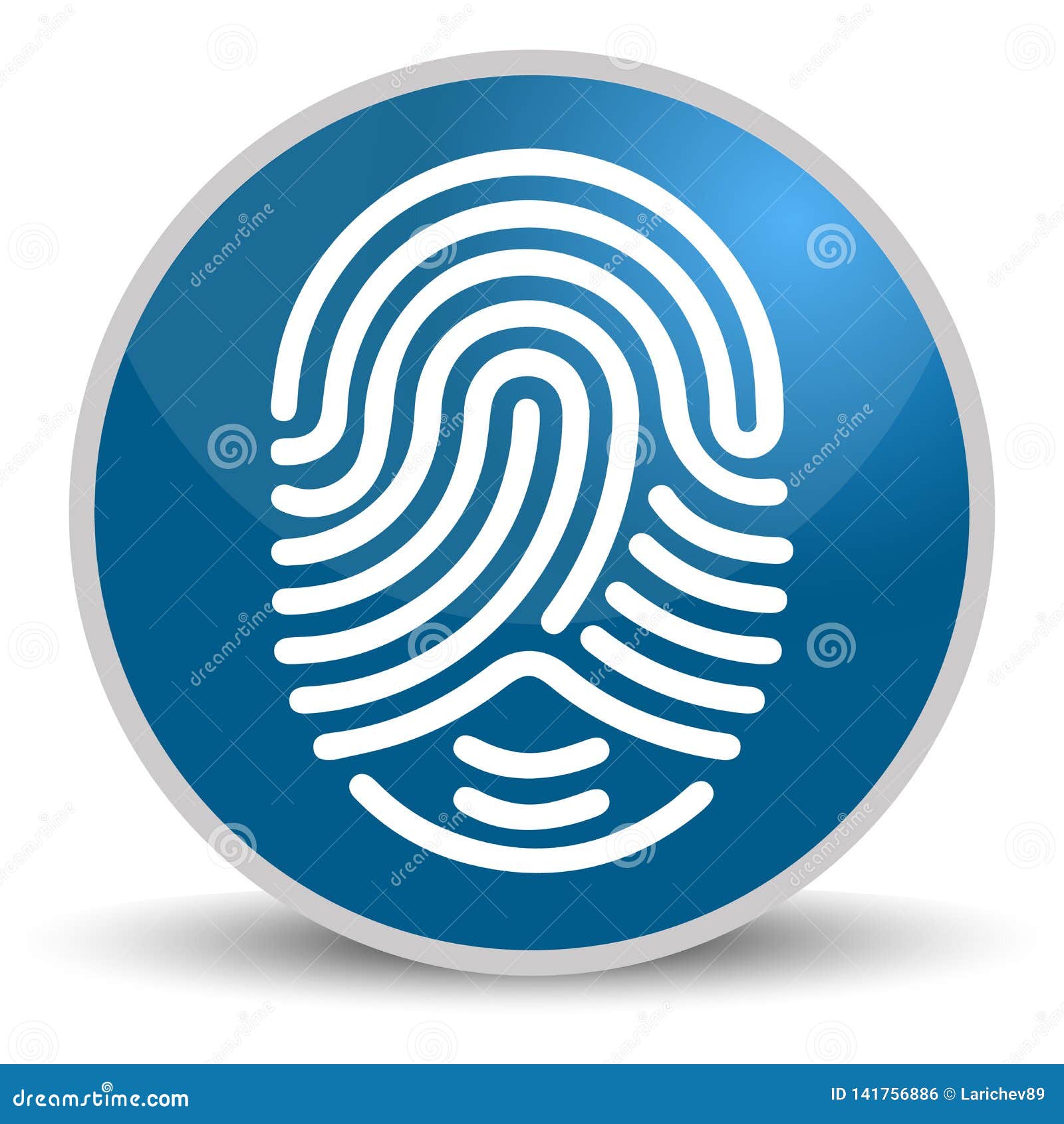 Fingerprint on Blue Glossy Round Vector Icon in Eps 10. Editable Modern ...