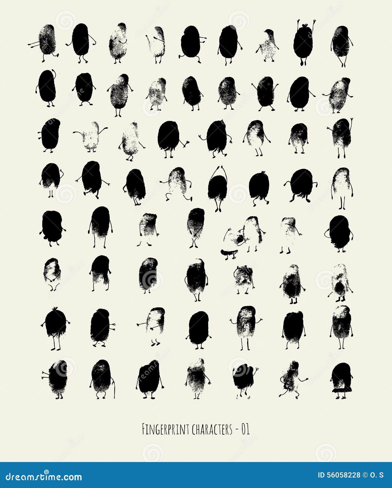 Fingerprint Characters - 01 Stock Vector - Illustration of person, face ...