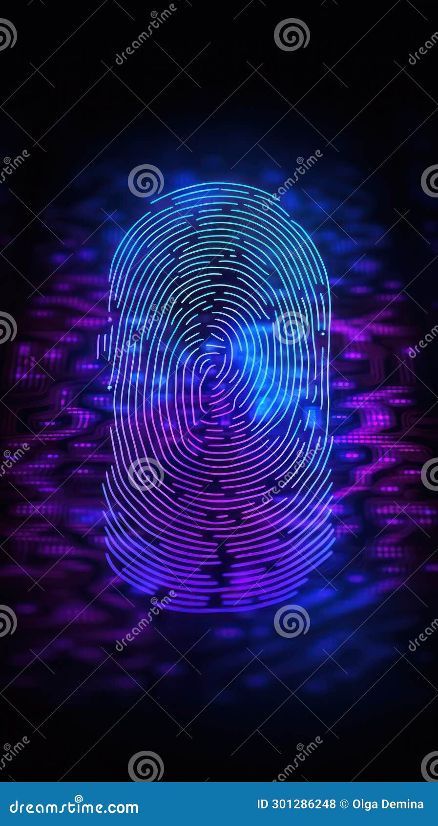 Fingerprint with Circuitry Elements, Symbolizing Identity Verification ...
