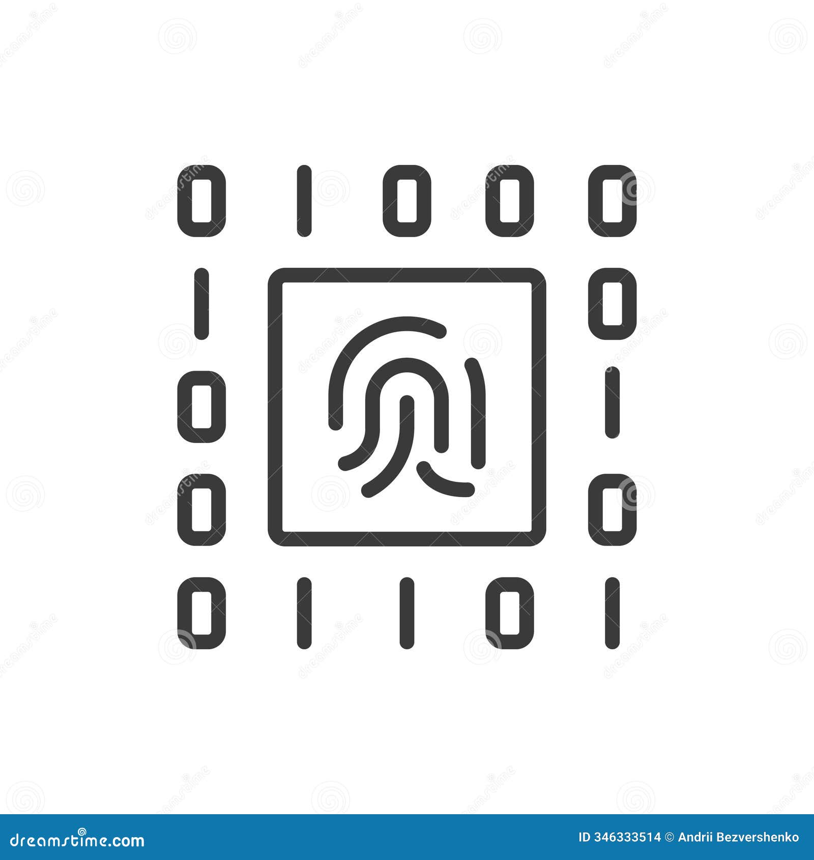 Fingerprint Code, Icon in Line Design. Fingerprint, Code, Biometric, Security, Scan ...