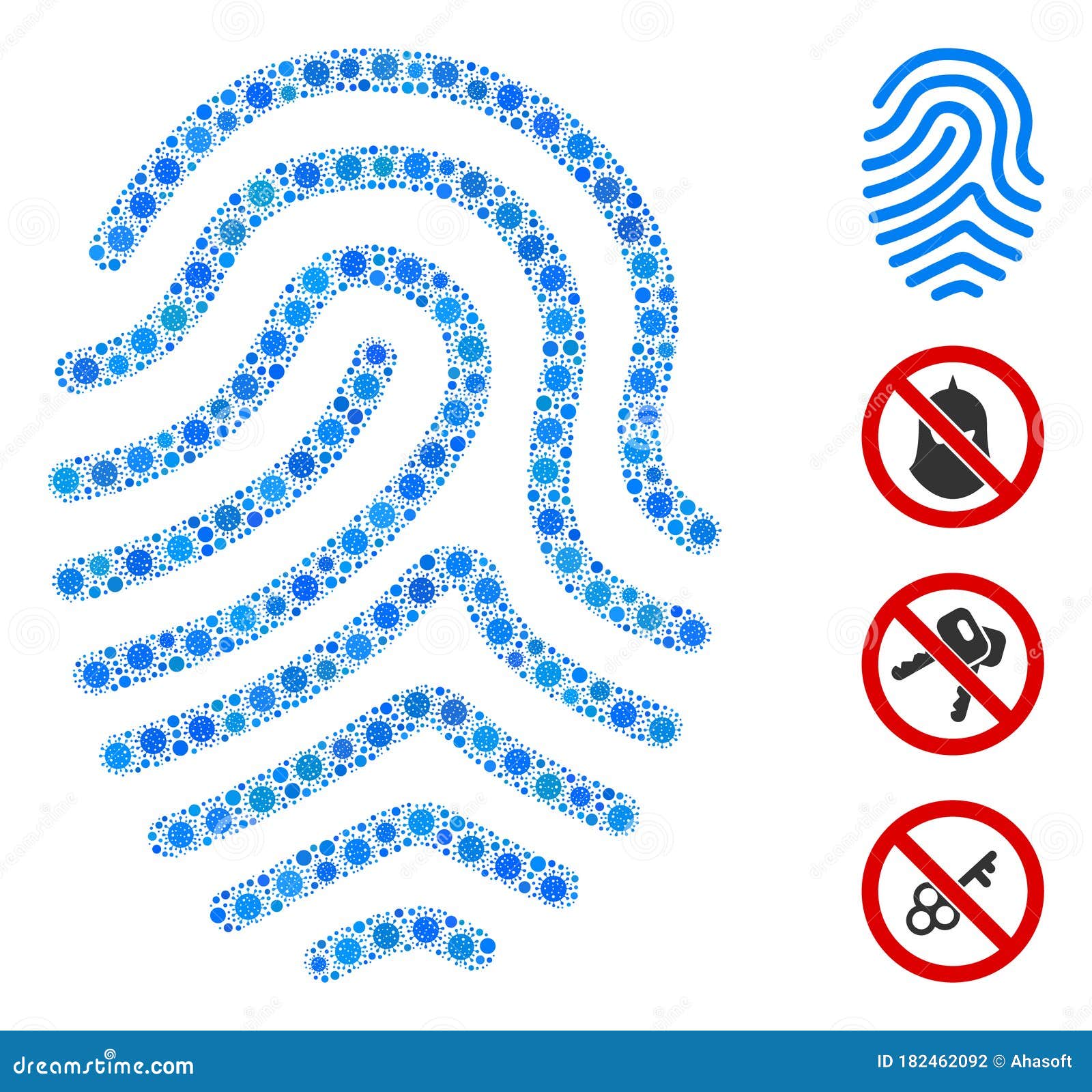 Fingerprint Collage of Covid Virus Elements Stock Illustration ...