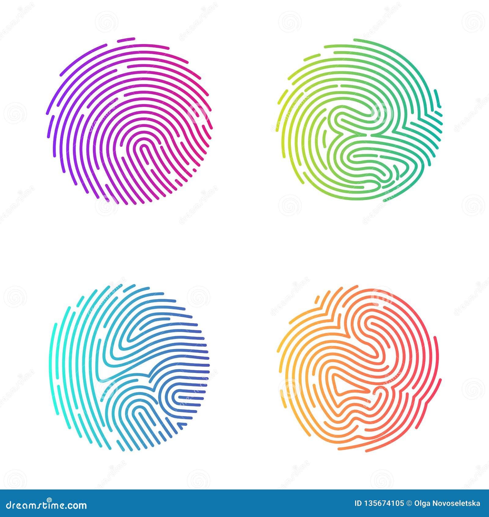 Flat Vector Fingerprint Black Round Logo Icon Stock Vector ...