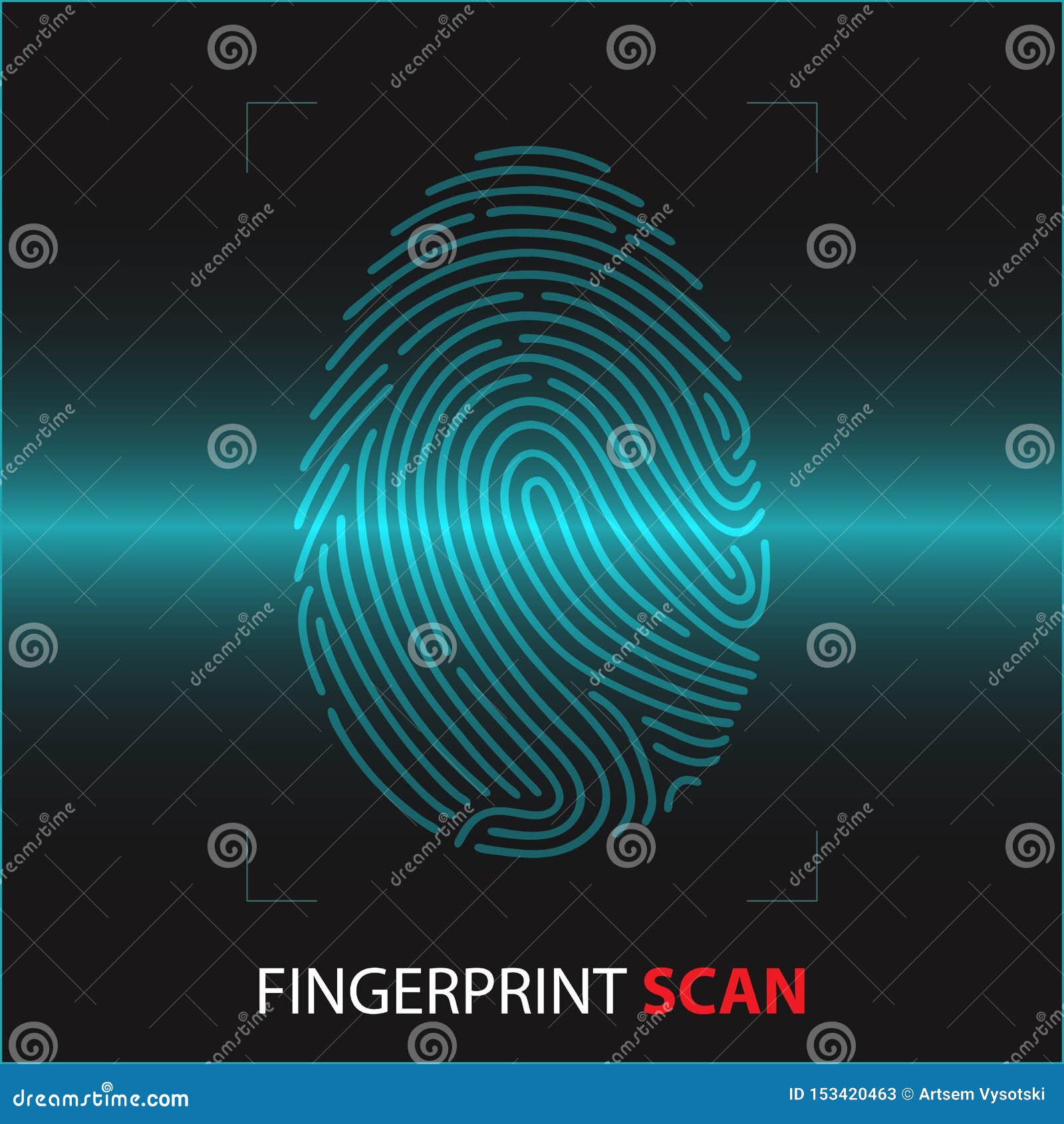 Fingerprint on Computer Technology Background. Vector Stock Vector ...