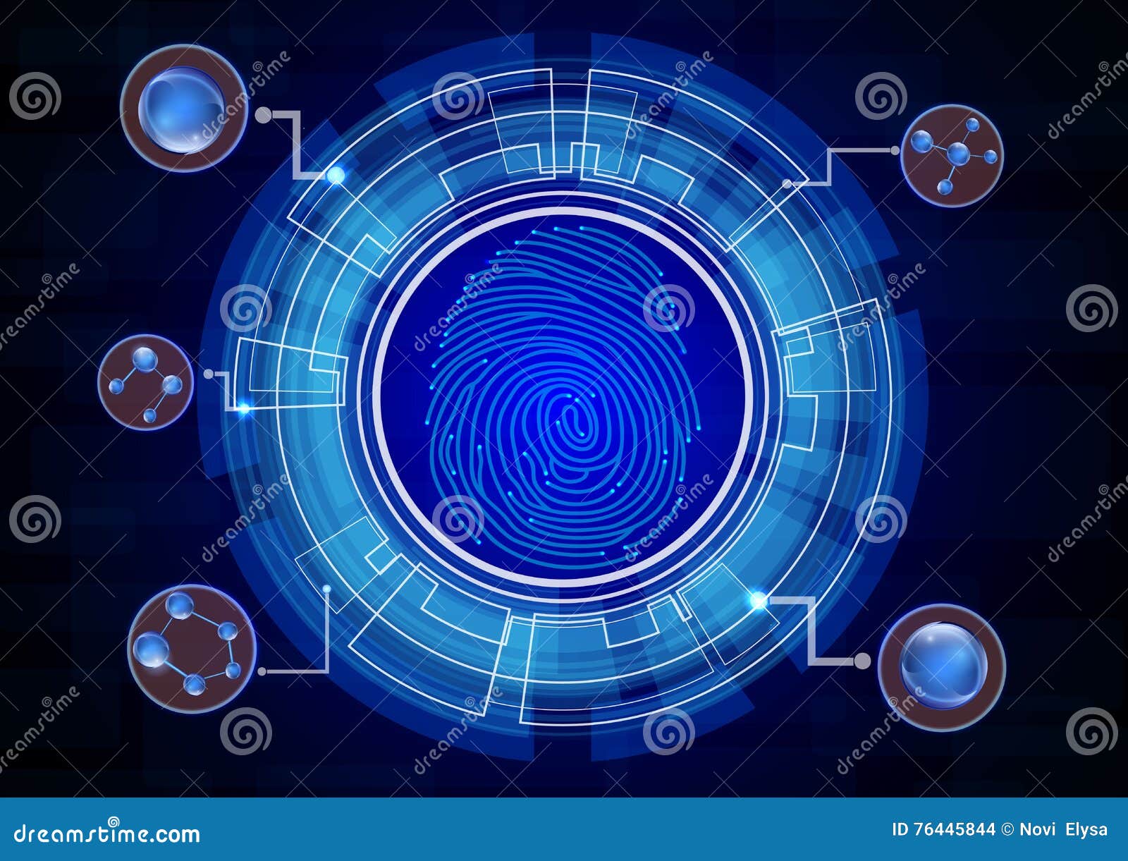 Fingerprint with Concept Blue Abstract Technology Background Stock ...