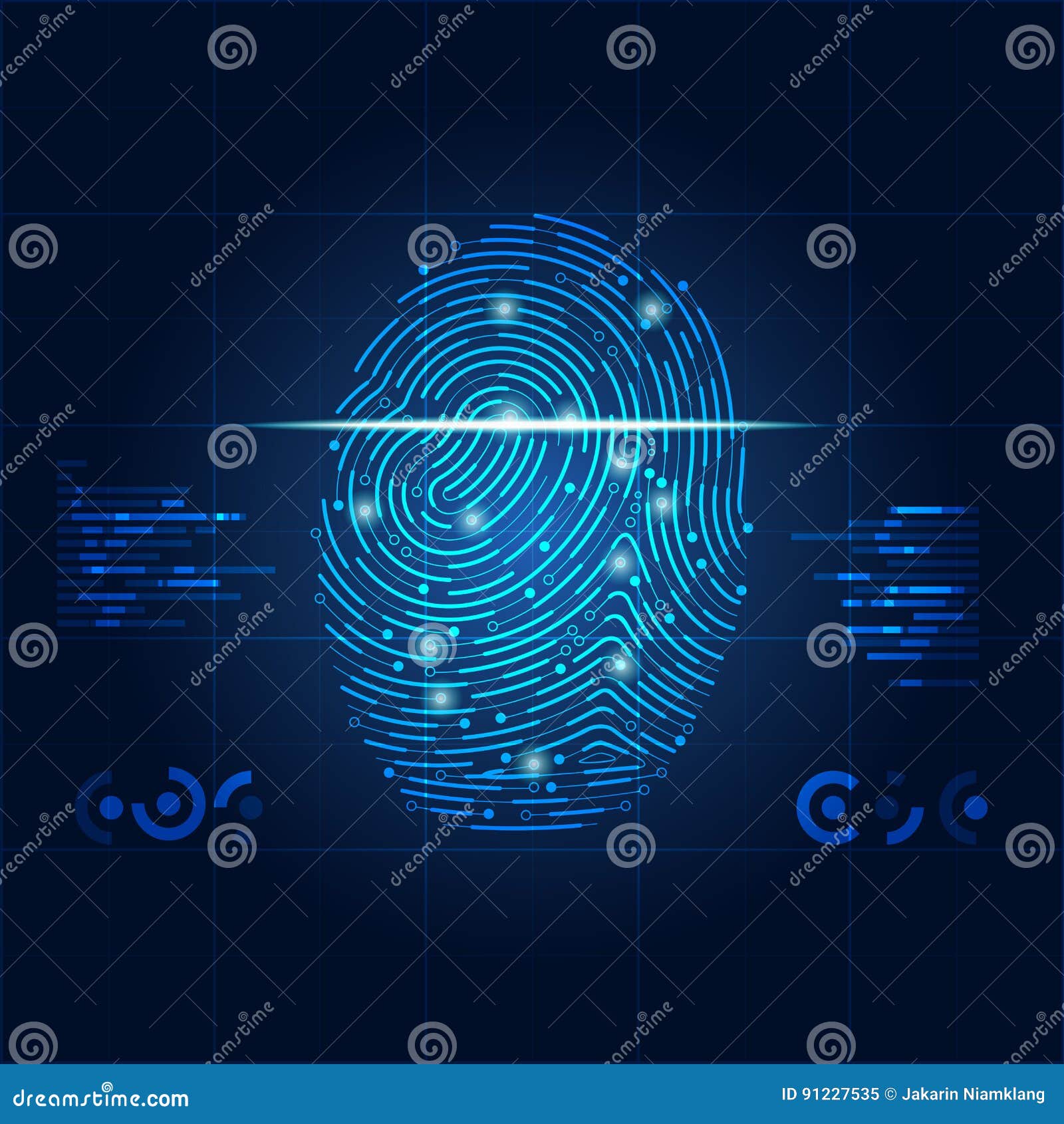Fingerprint stock vector. Illustration of electronic - 91227535