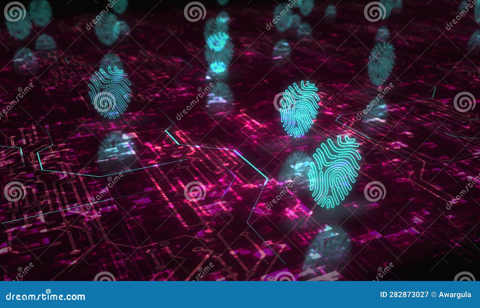 Fingerprint Cyber Id Security and Identity Symbol Digital Concept 3d ...
