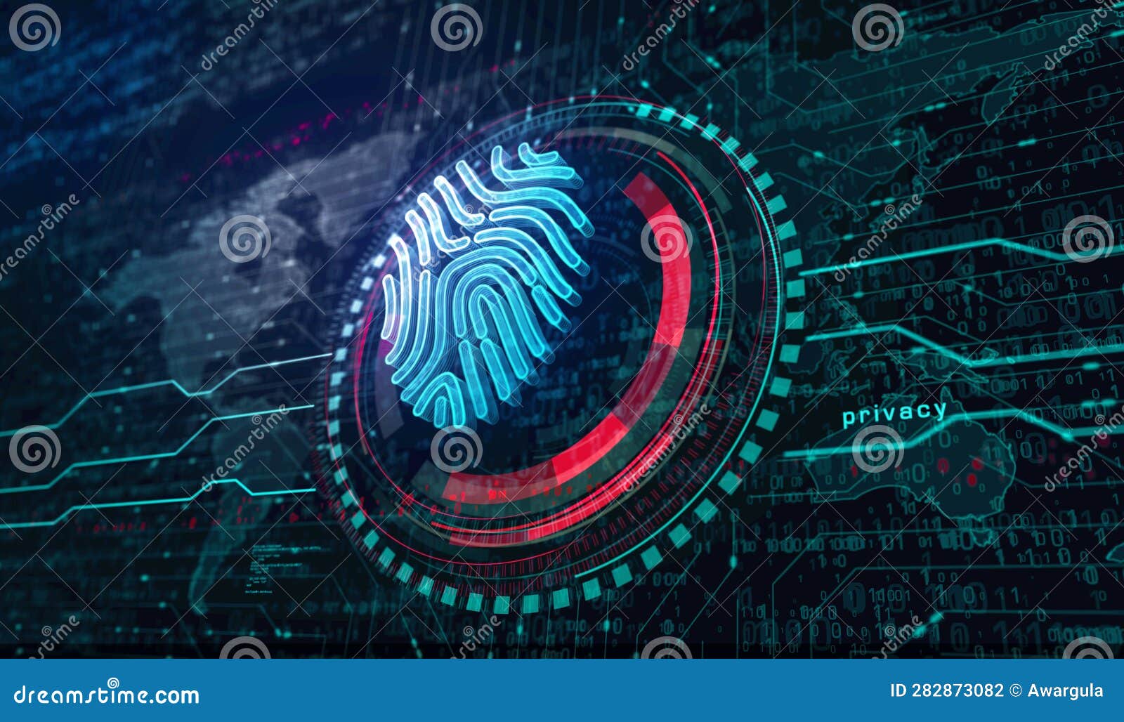 Fingerprint Cyber Id Security and Identity Symbol Digital Concept 3d ...