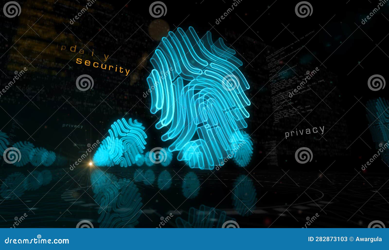 Fingerprint Cyber Id Security and Identity Symbol Digital Concept 3d ...