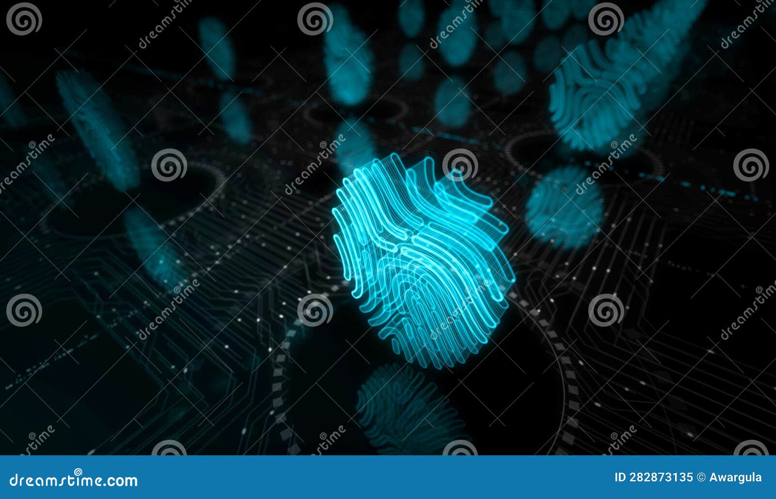 Fingerprint Cyber Id Security and Identity Symbol Digital Concept 3d ...
