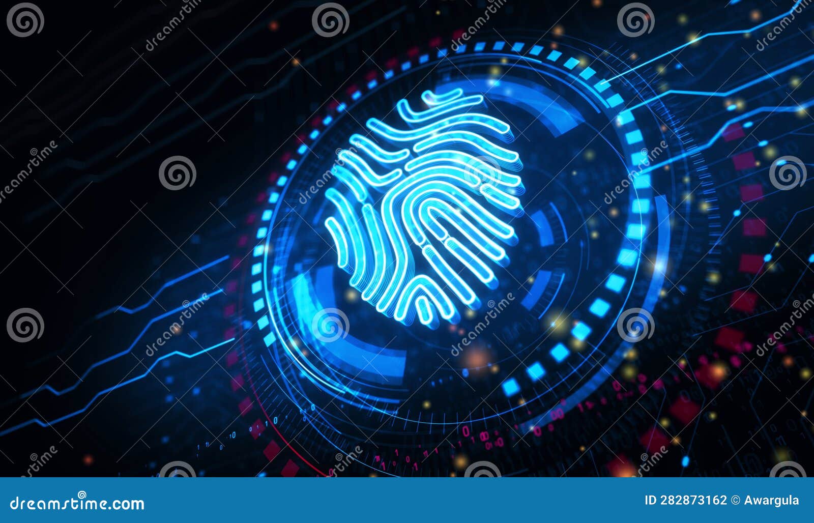 Fingerprint Cyber Id Security and Identity Symbol Digital Concept 3d ...