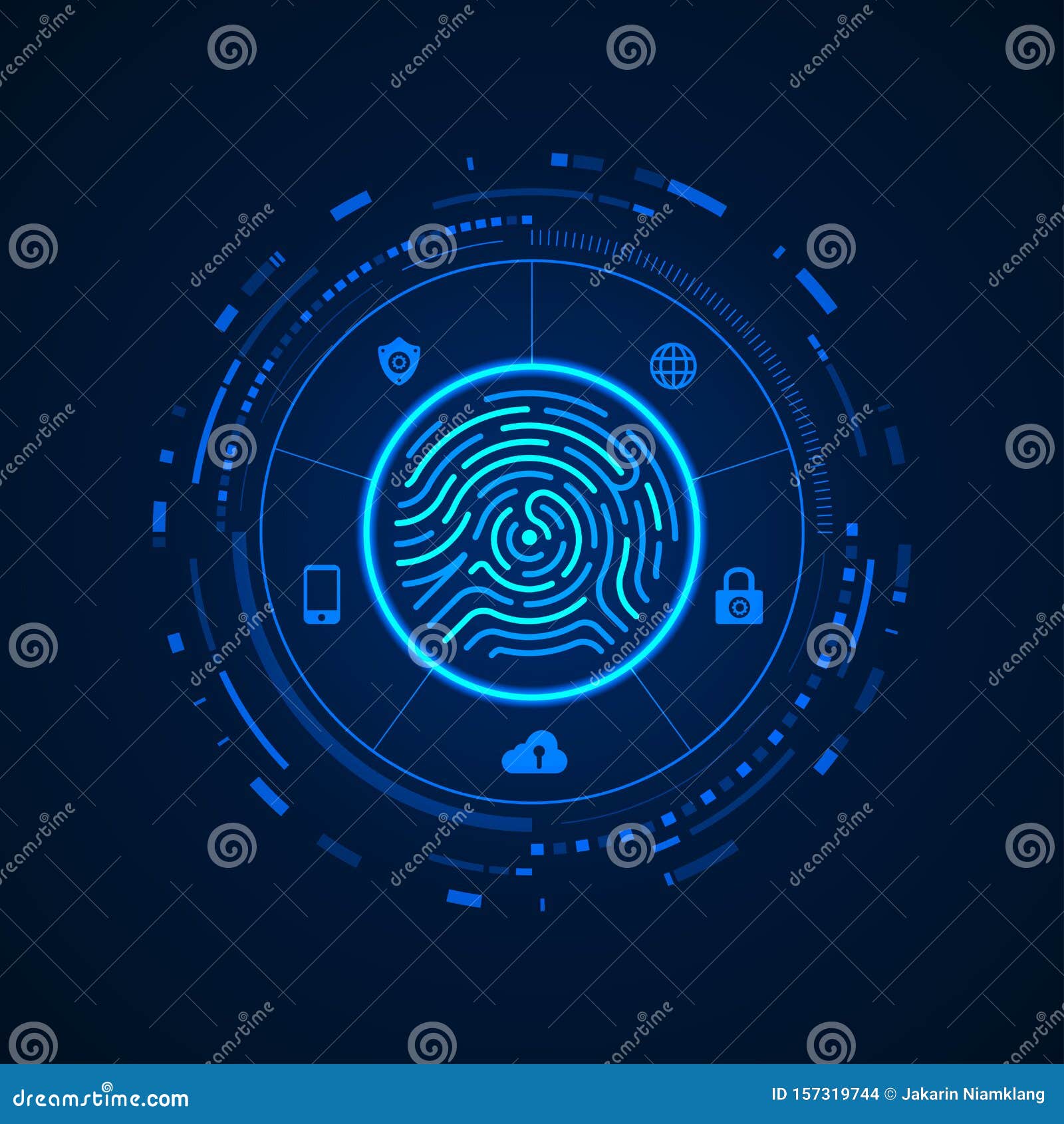 Fingerprint cyber stock vector. Illustration of internet - 157319744